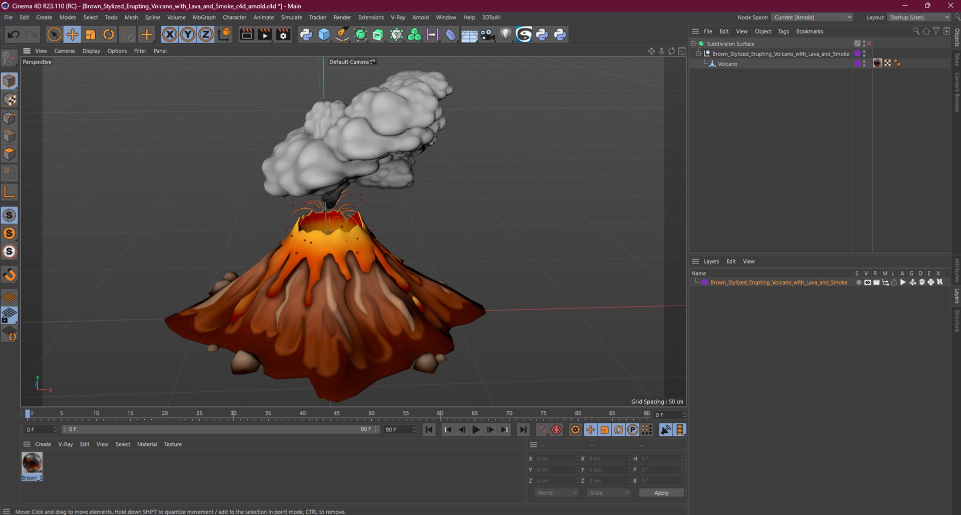 Brown Stylized Erupting Volcano With Lava And Smoke Model - TurboSquid ...