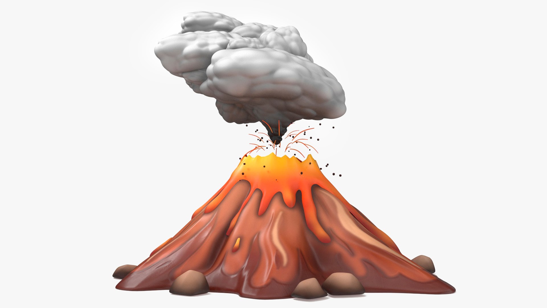 Brown Stylized Erupting Volcano With Lava And Smoke Model - TurboSquid ...