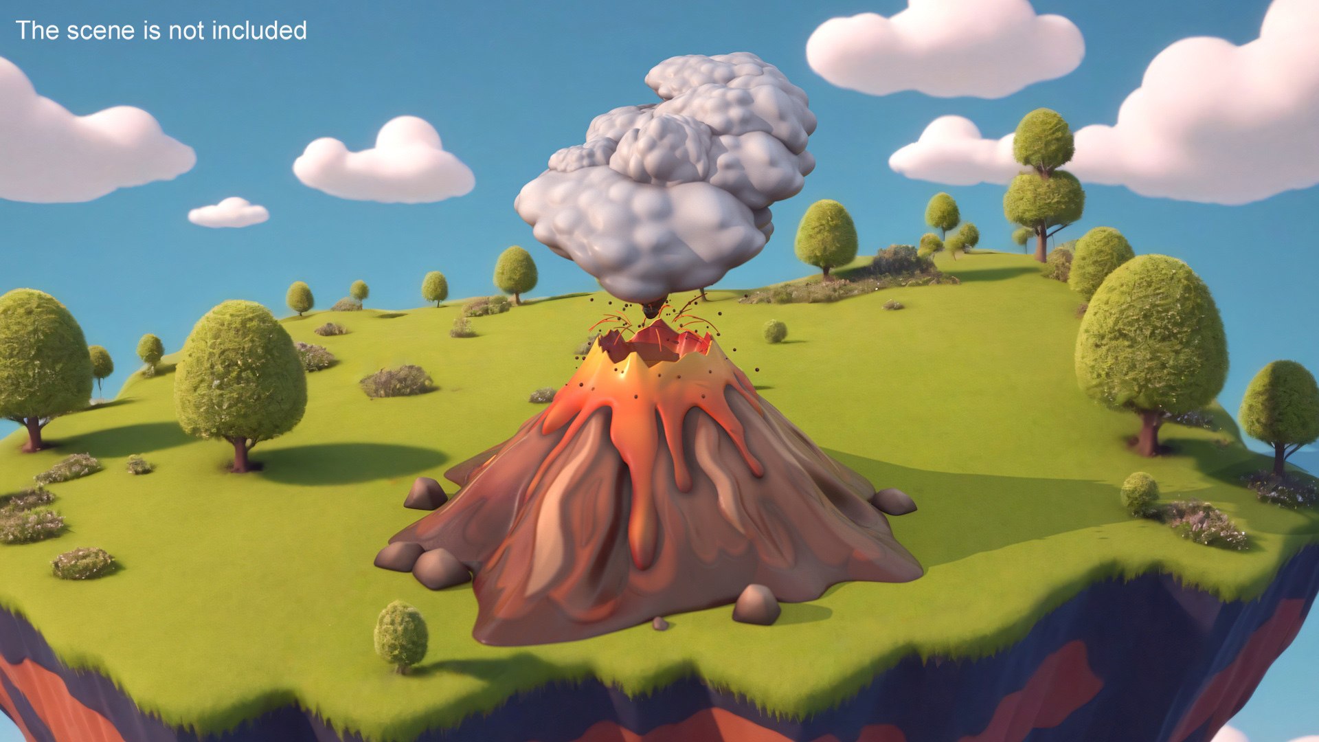 Brown Stylized Erupting Volcano With Lava And Smoke Model - TurboSquid ...