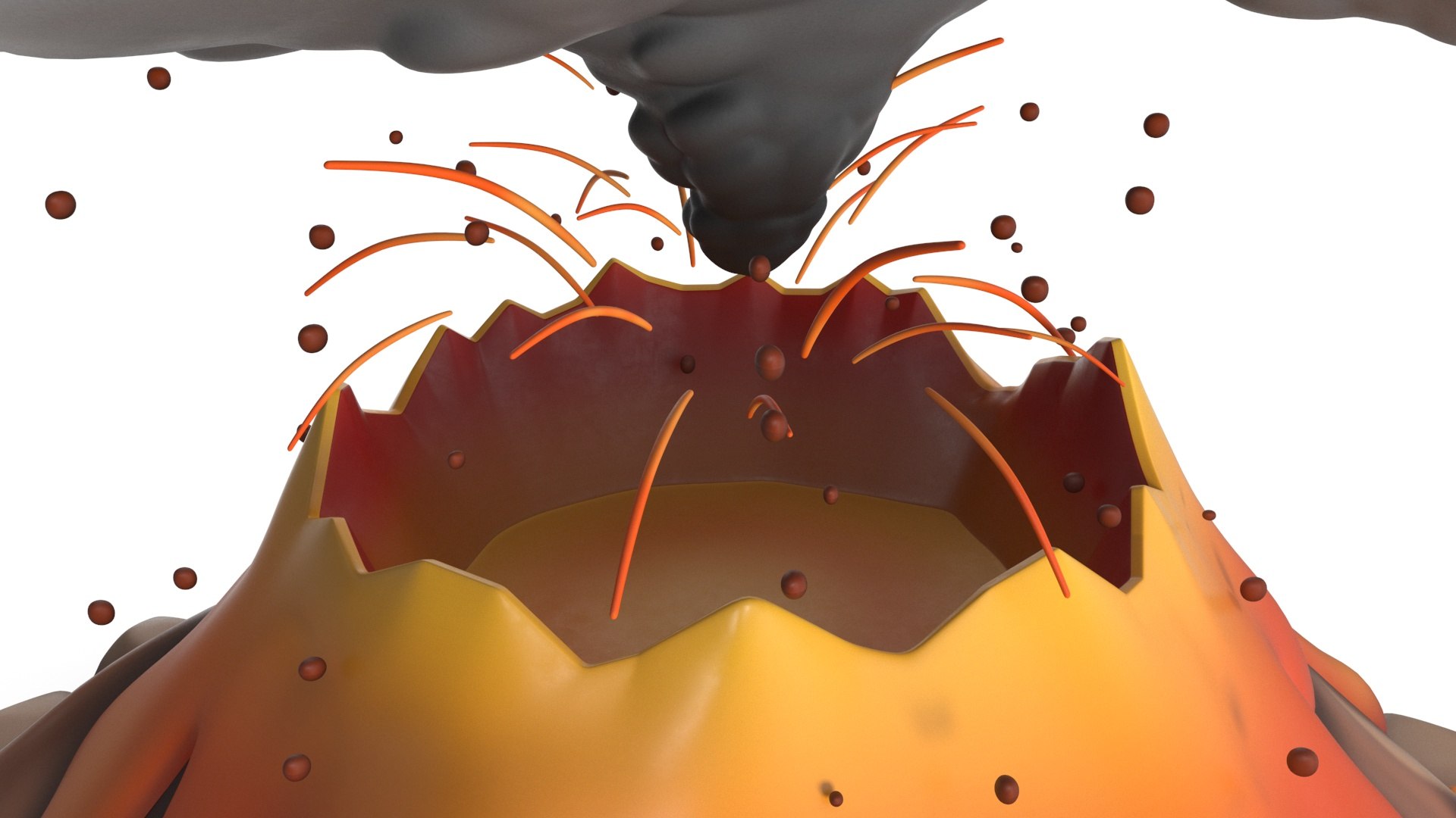 Brown Stylized Erupting Volcano With Lava And Smoke Model - TurboSquid ...