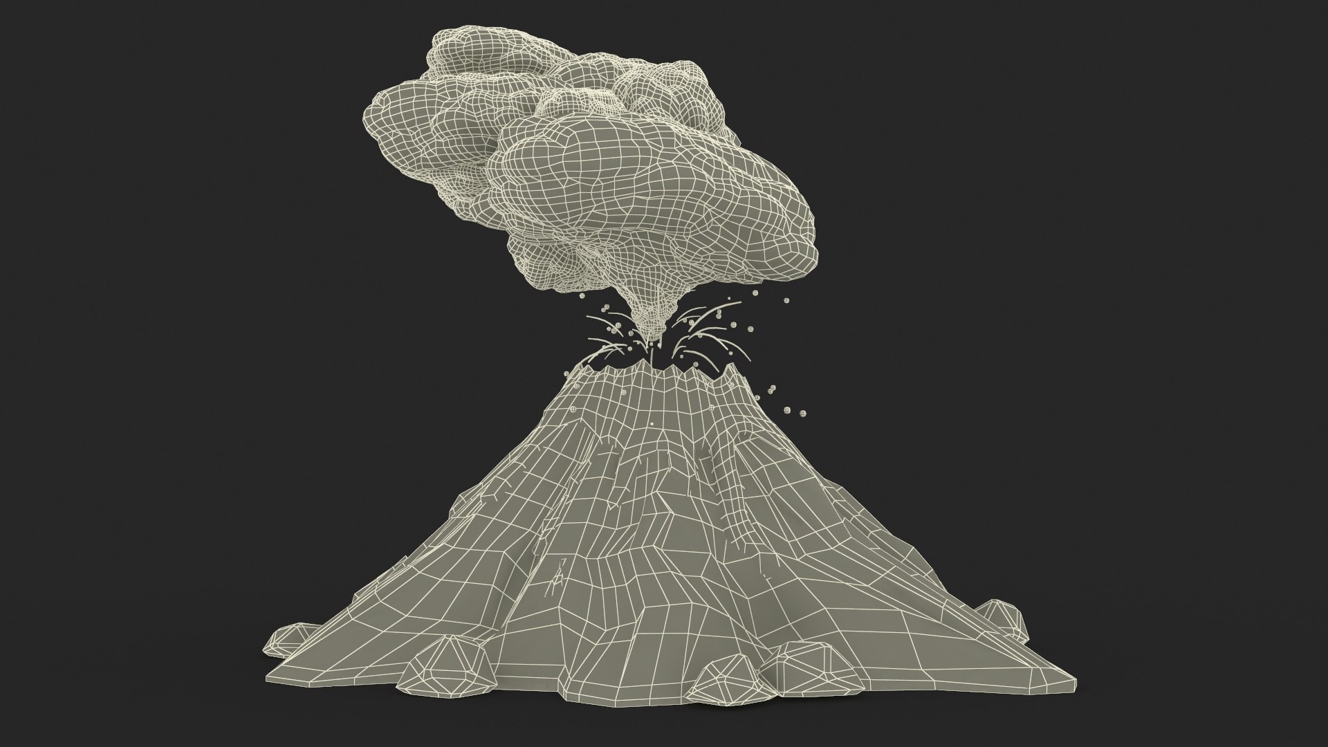 Brown Stylized Erupting Volcano With Lava And Smoke Model - TurboSquid ...