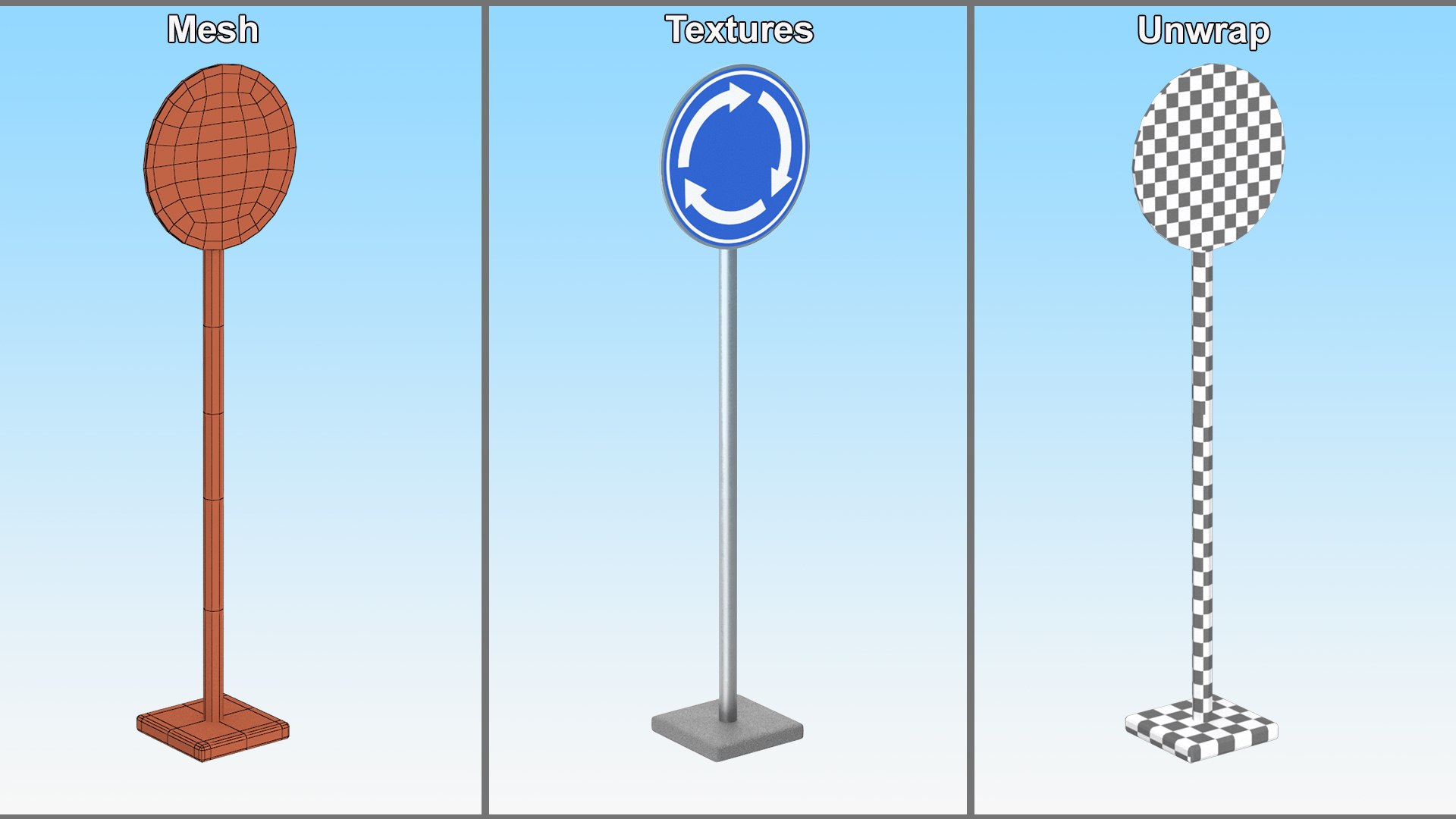3D Road Sign Roundabout - TurboSquid 2211808