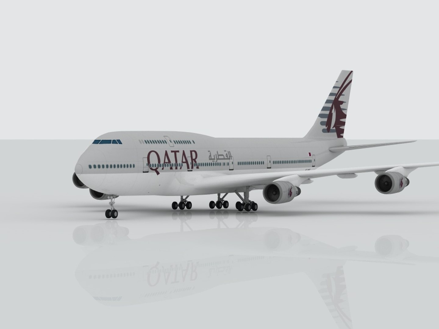3d Airplane Boeing 747 Qatar Model