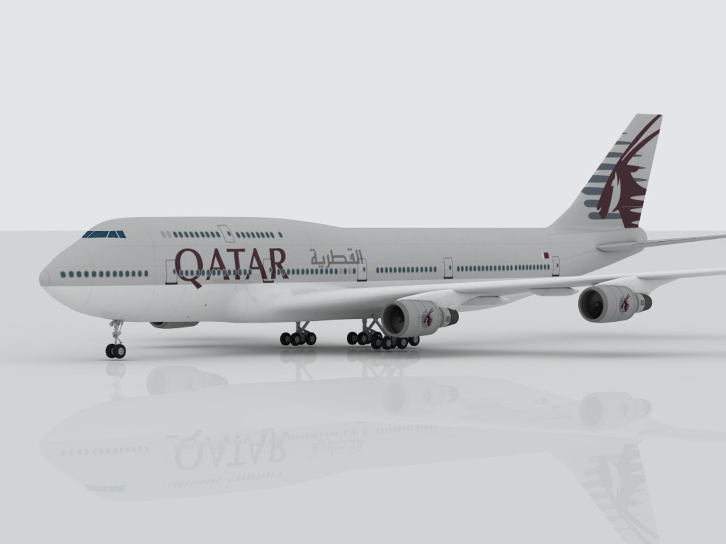 3d Airplane Boeing 747 Qatar Model