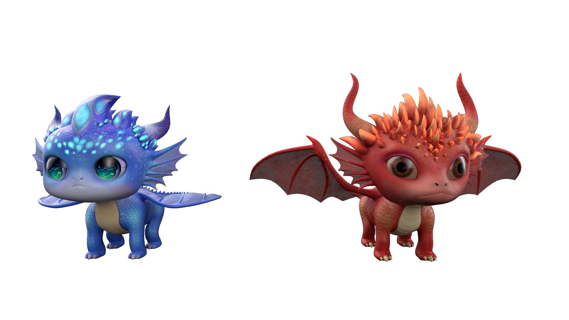 3D Cartoon Dragon Male And Female Characters - TurboSquid 2369428