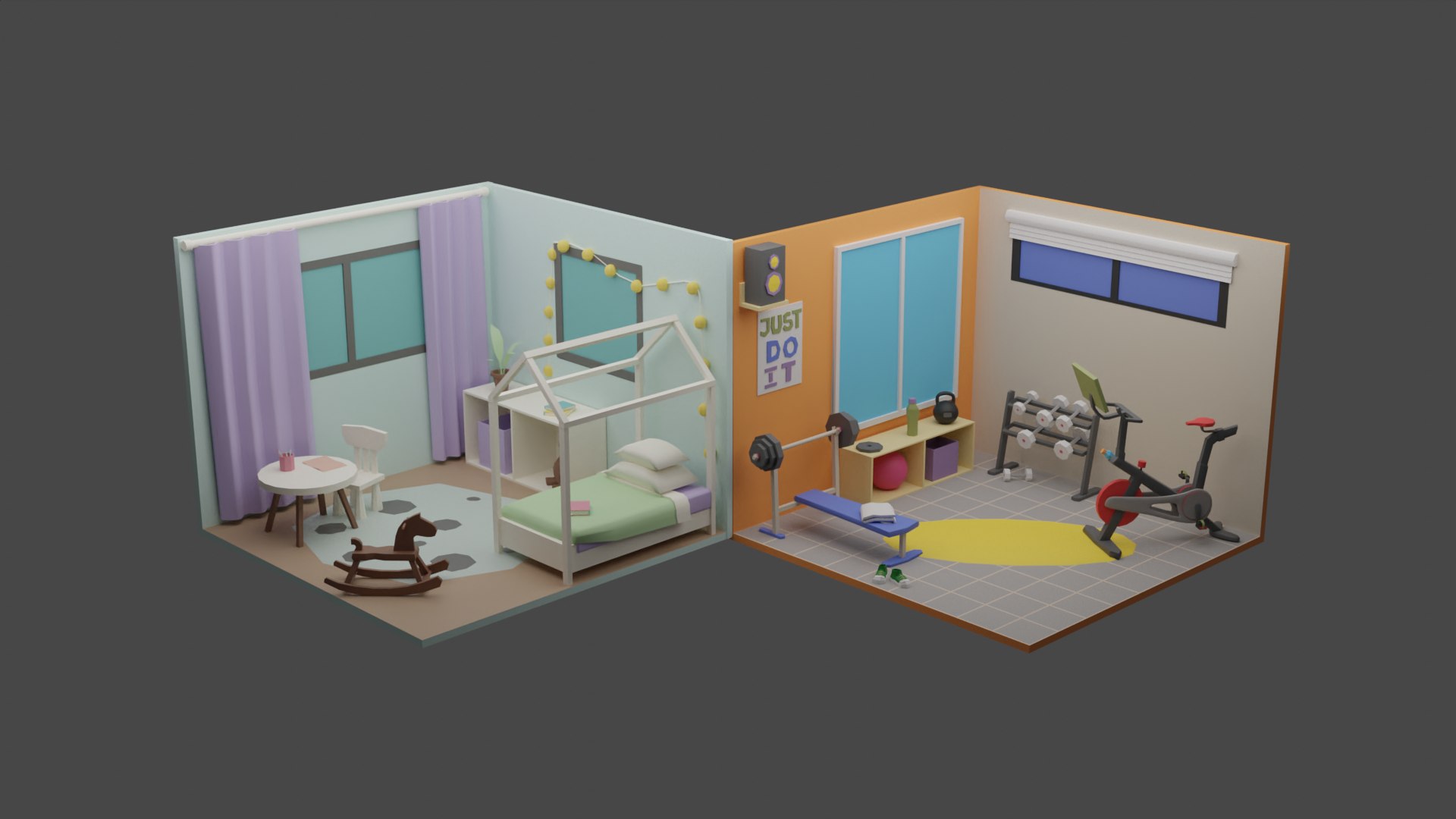 3D Model Low Poly Rooms Interior 3 Low-poly 3D Model - TurboSquid 1809174