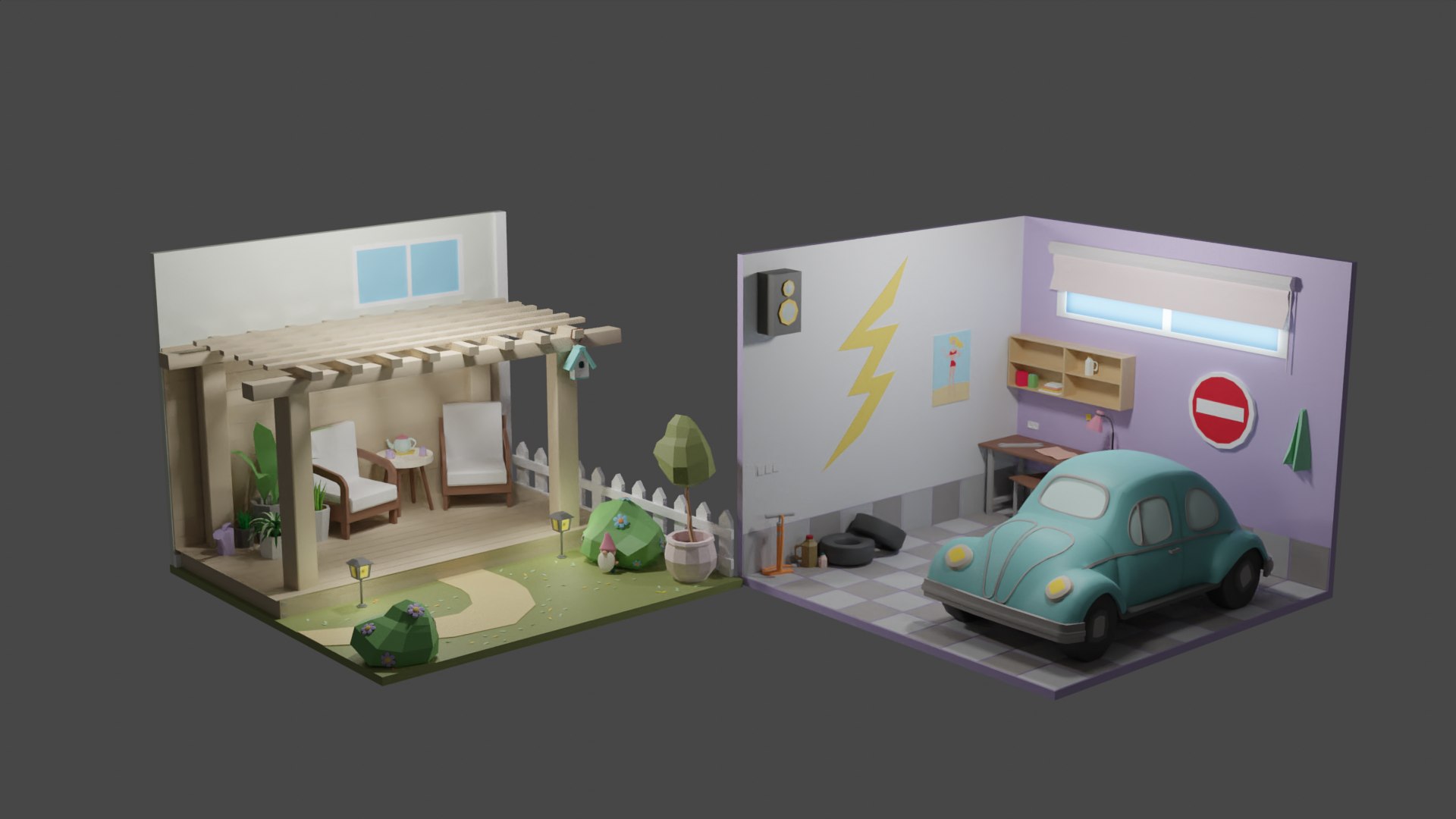 3D Model Low Poly Rooms Interior 3 Low-poly 3D Model - TurboSquid 1809174