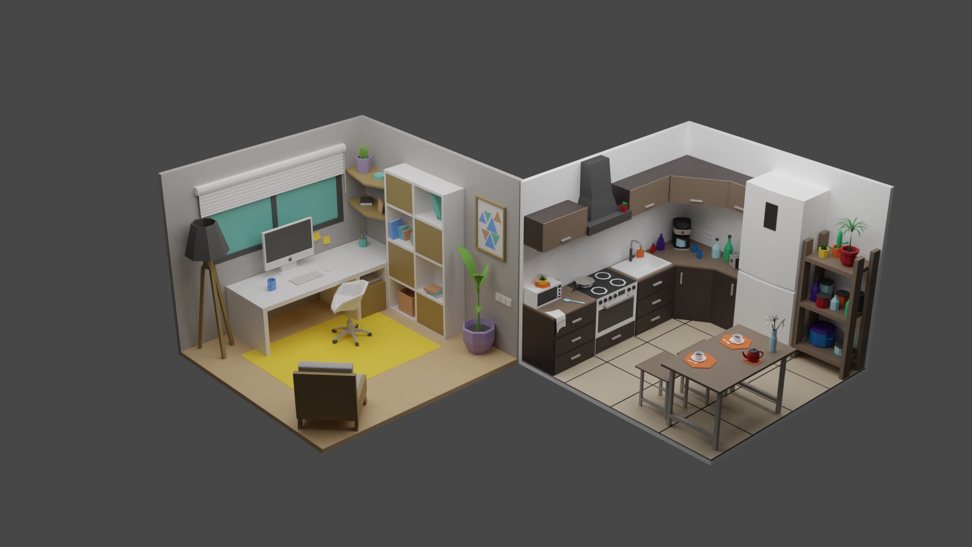 3D Model Low Poly Rooms Interior 3 Low-poly 3D Model - TurboSquid 1809174