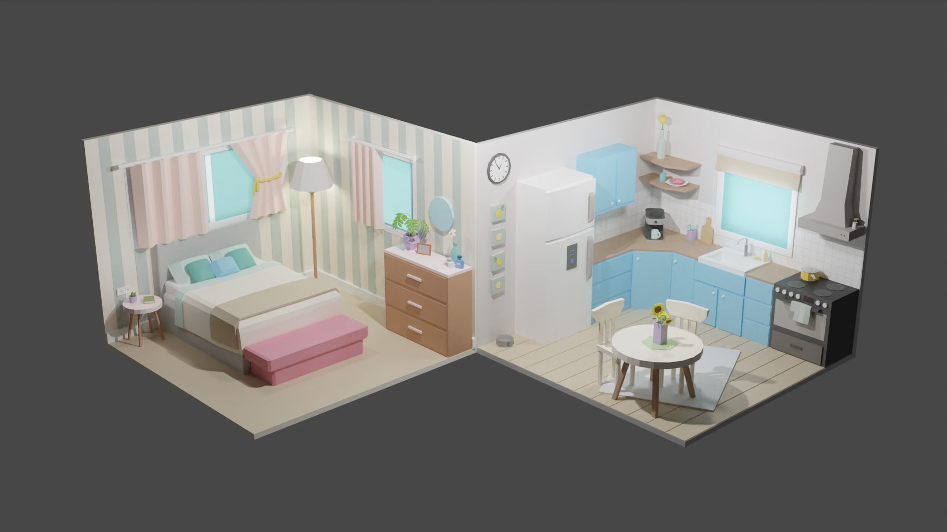 3D Model Low Poly Rooms Interior 3 Low-poly 3D Model - TurboSquid 1809174