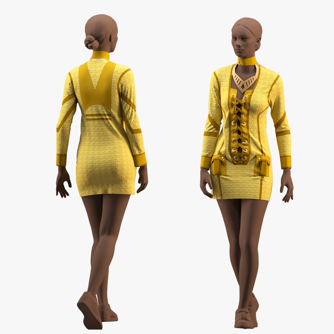 Yellow Dress 3D Model - TurboSquid 2003098