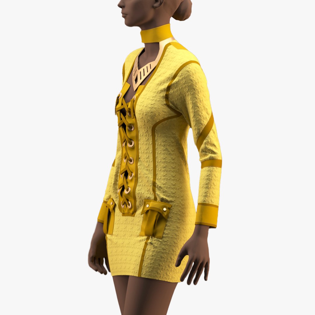 Yellow Dress 3D Model - TurboSquid 2003098