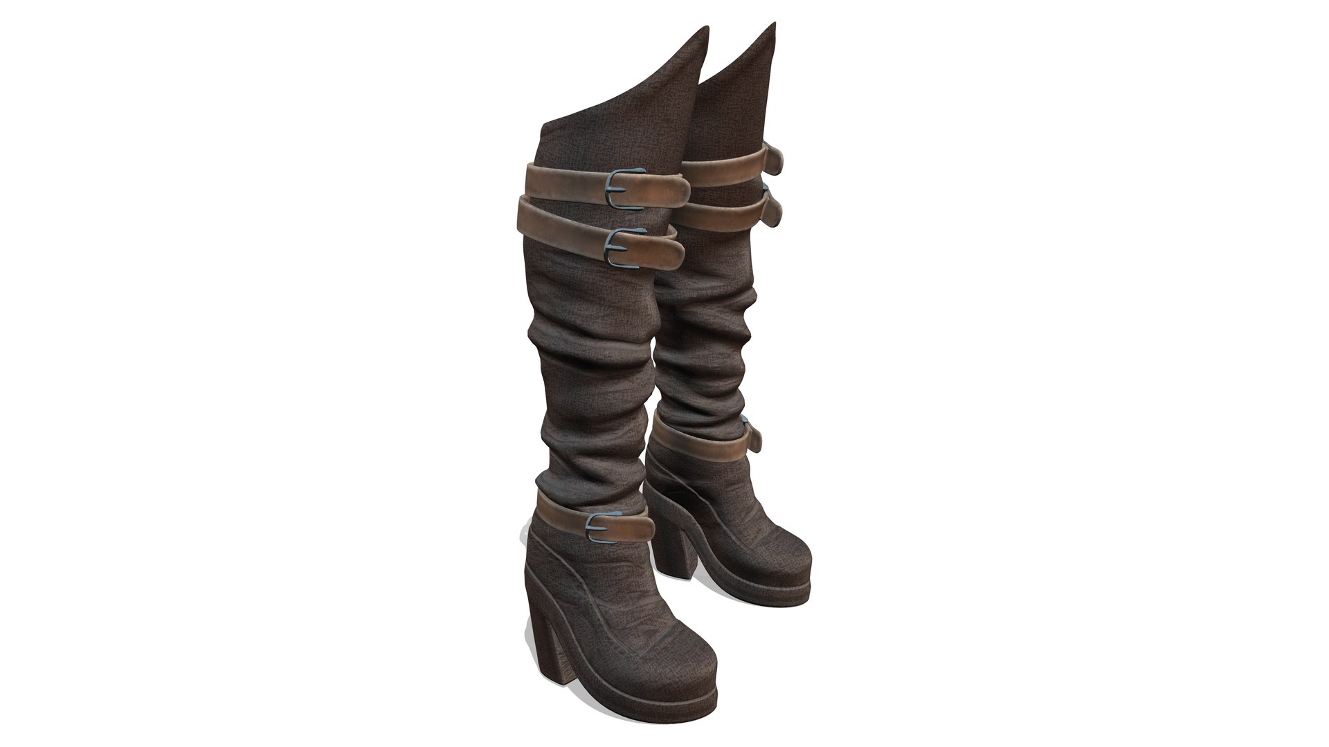 Medieval Fantasy Knee High Heel Boots 3D Model - TurboSquid 1999325