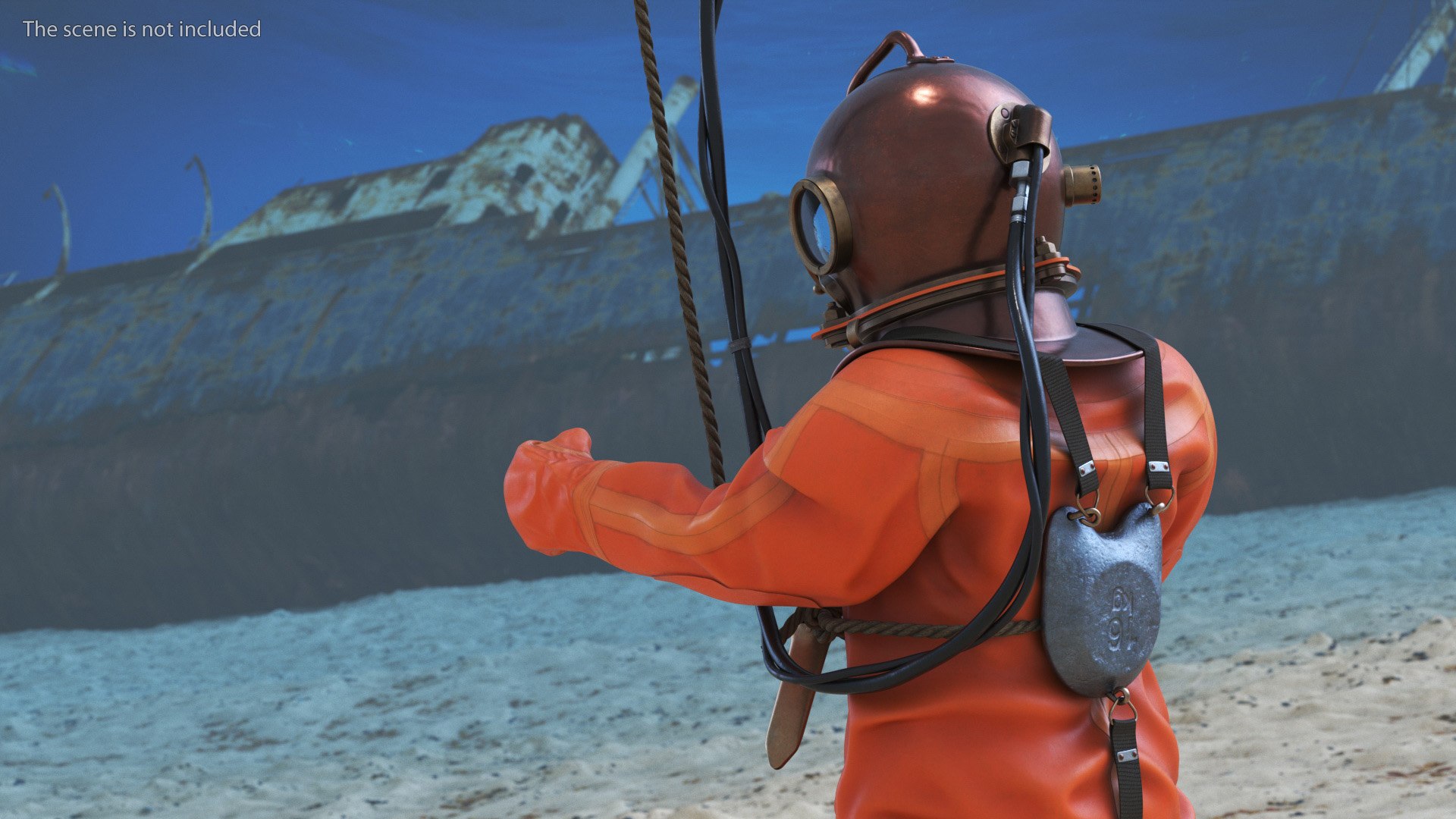 3D Traditional Hard Hat Diving Suit New Diving Pose - TurboSquid 2327221