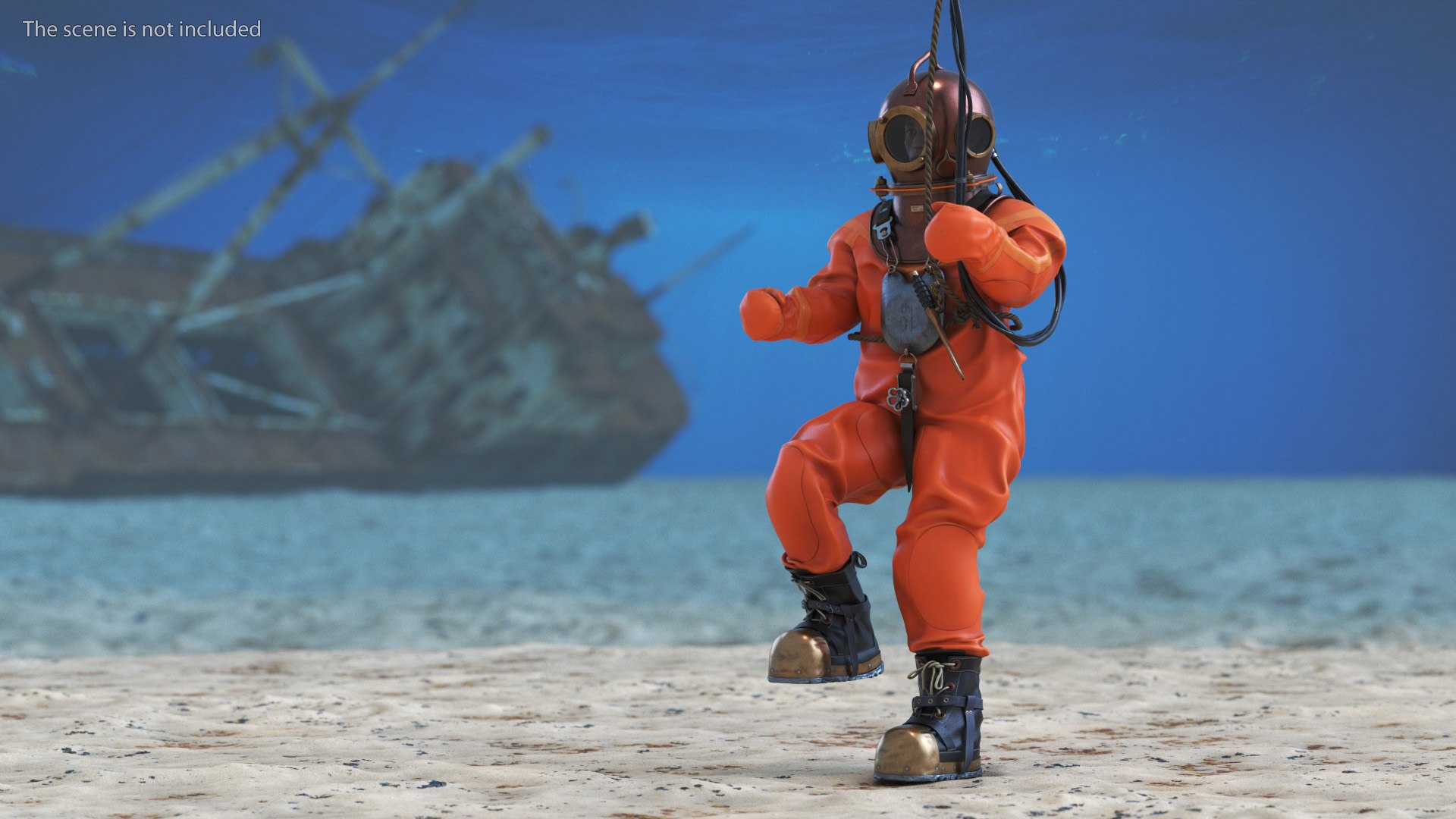 3D Traditional Hard Hat Diving Suit New Diving Pose - TurboSquid 2327221