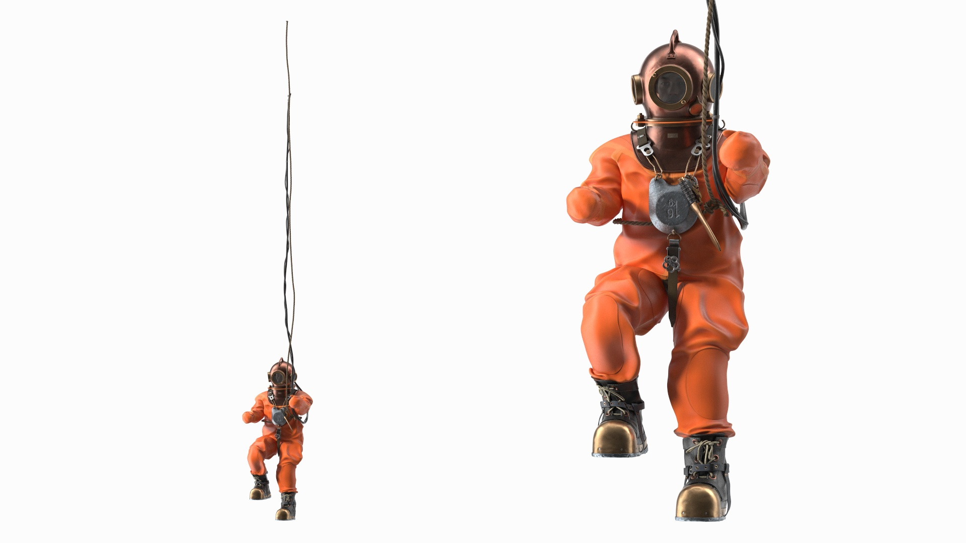 3D Traditional Hard Hat Diving Suit New Diving Pose - TurboSquid 2327221