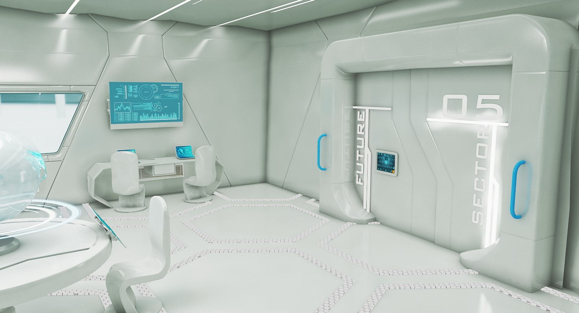 3D Sci-fi Control Room 2 Model - TurboSquid 1420960