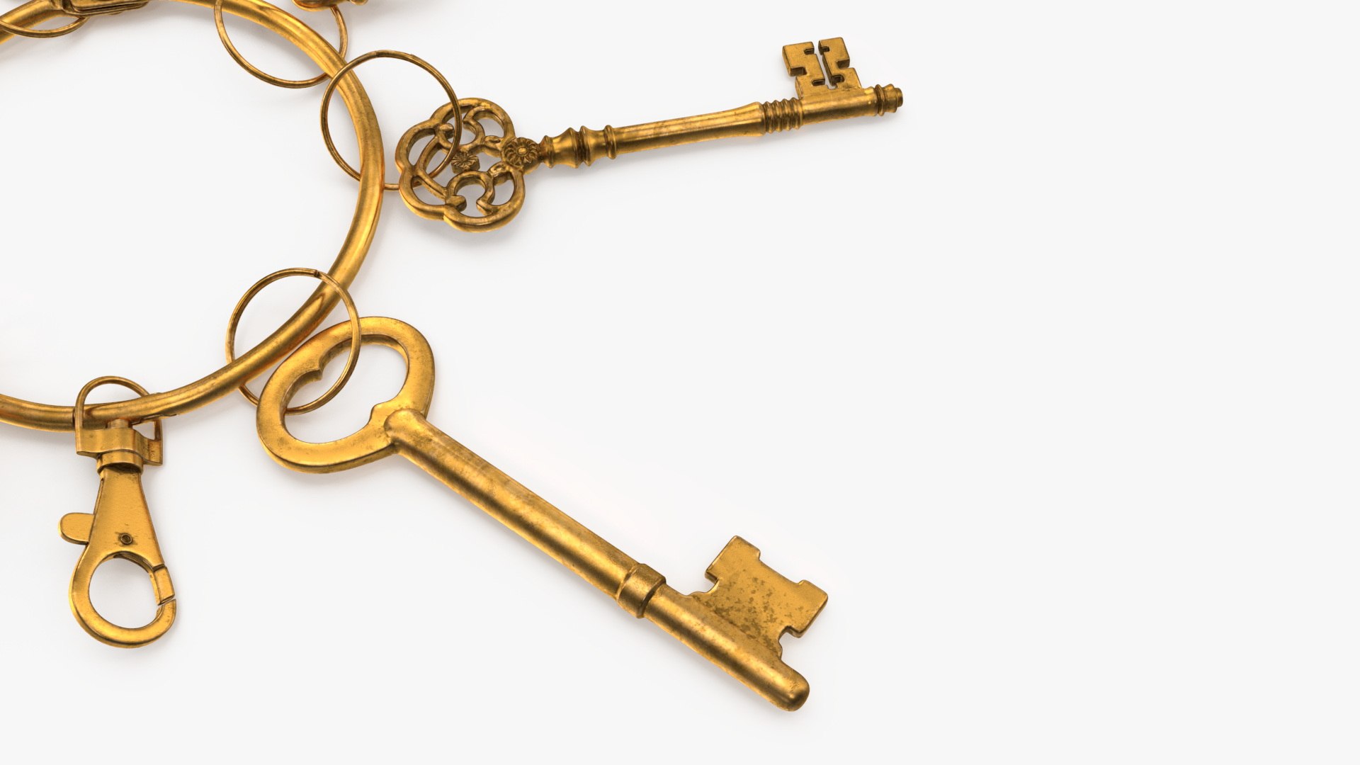 Historical Keys Ring Gold 3D Model - TurboSquid 2246376