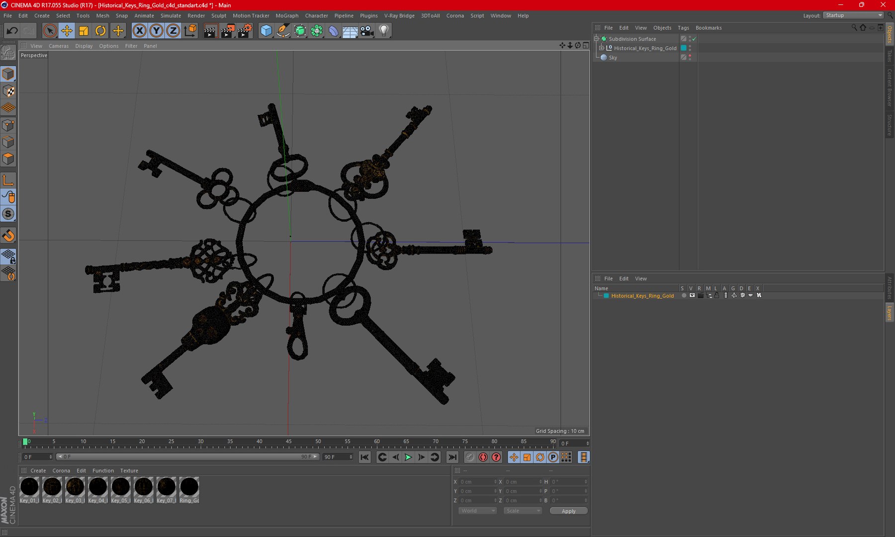 Historical Keys Ring Gold 3D Model - TurboSquid 2246376