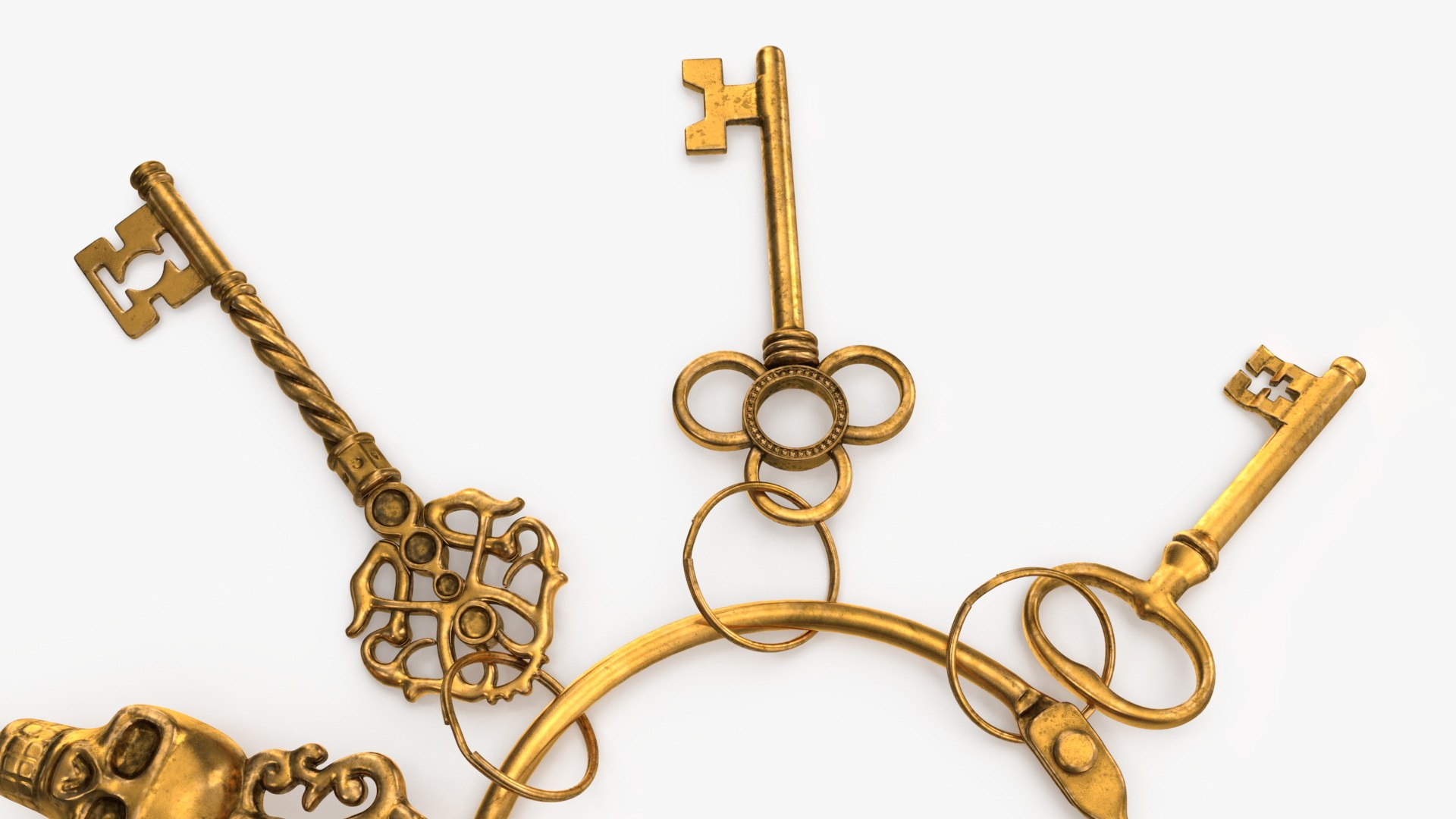 Historical Keys Ring Gold 3D Model - TurboSquid 2246376