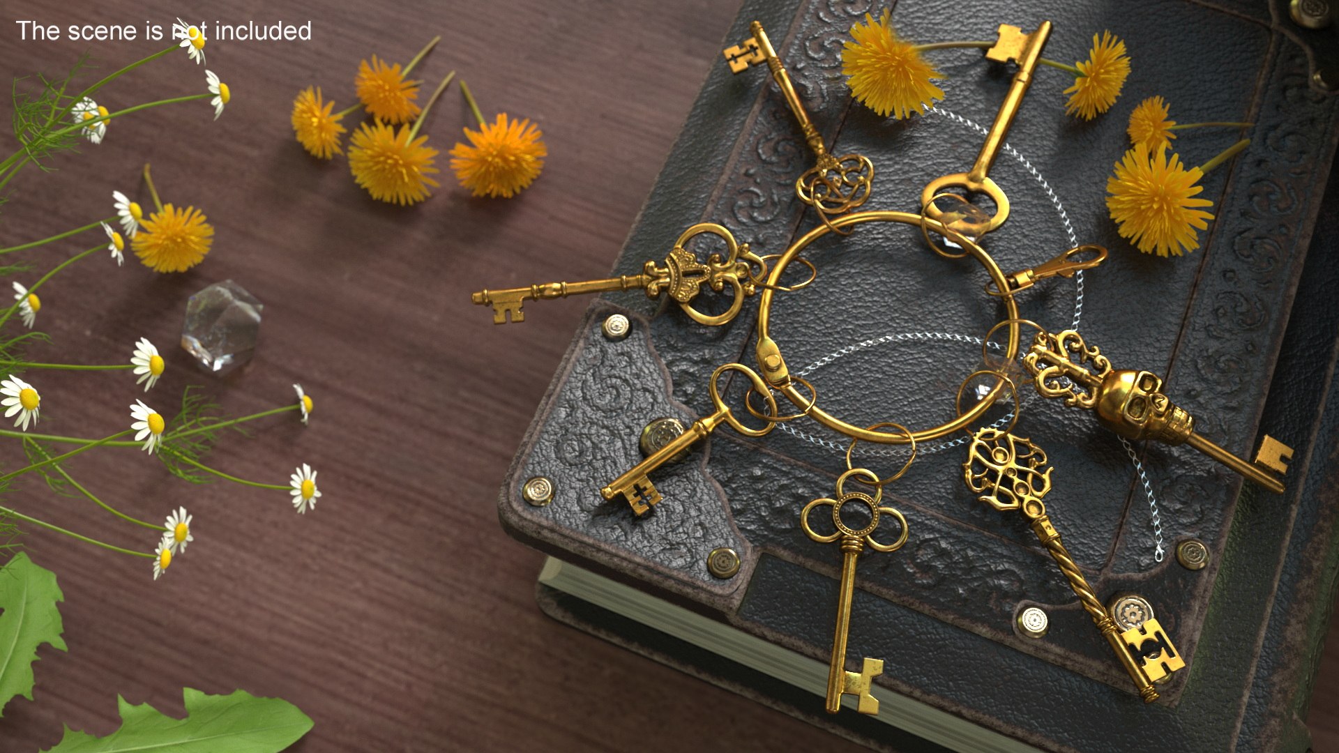 Historical Keys Ring Gold 3D Model - TurboSquid 2246376