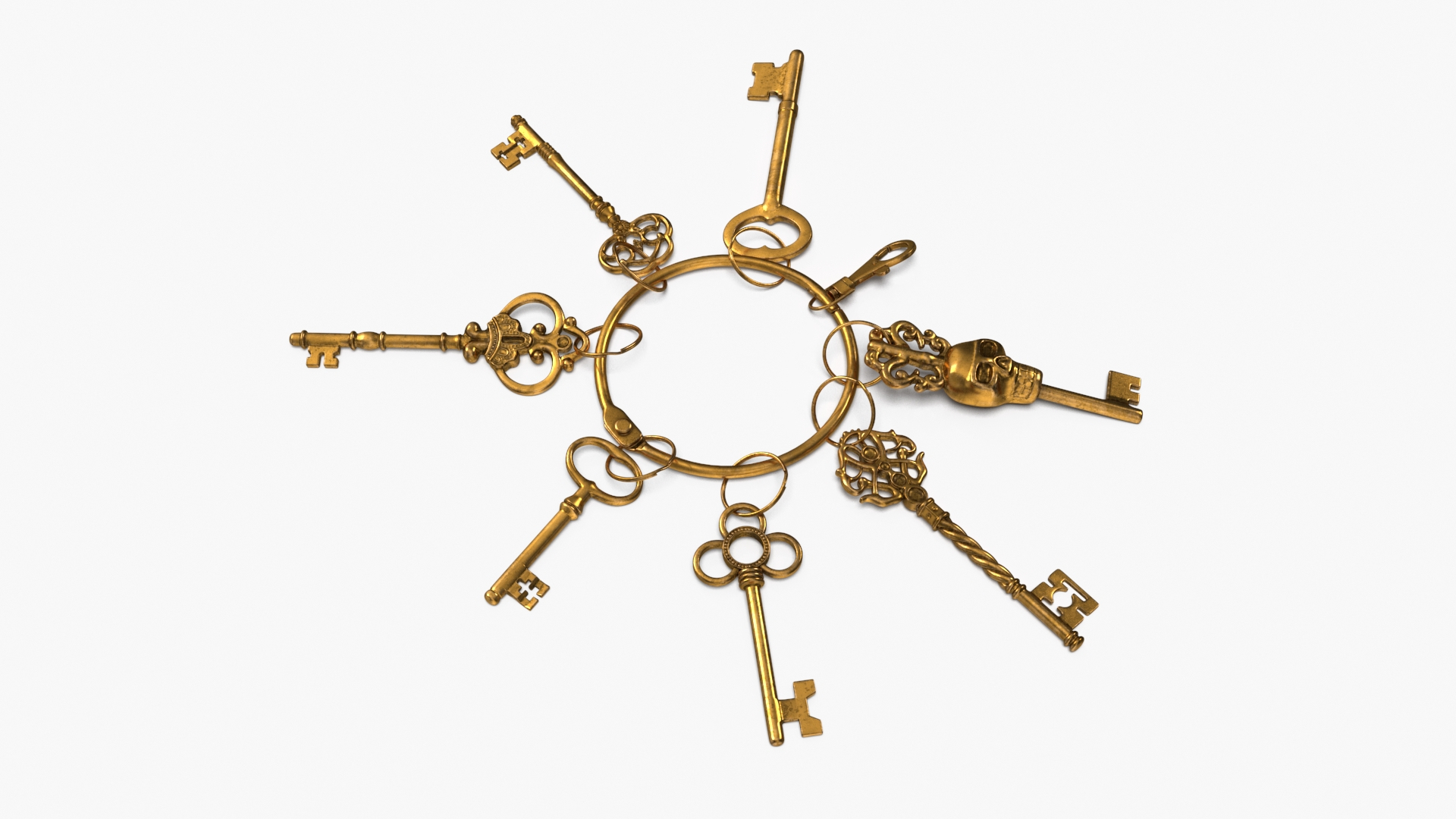 Historical Keys Ring Gold 3D Model - TurboSquid 2246376