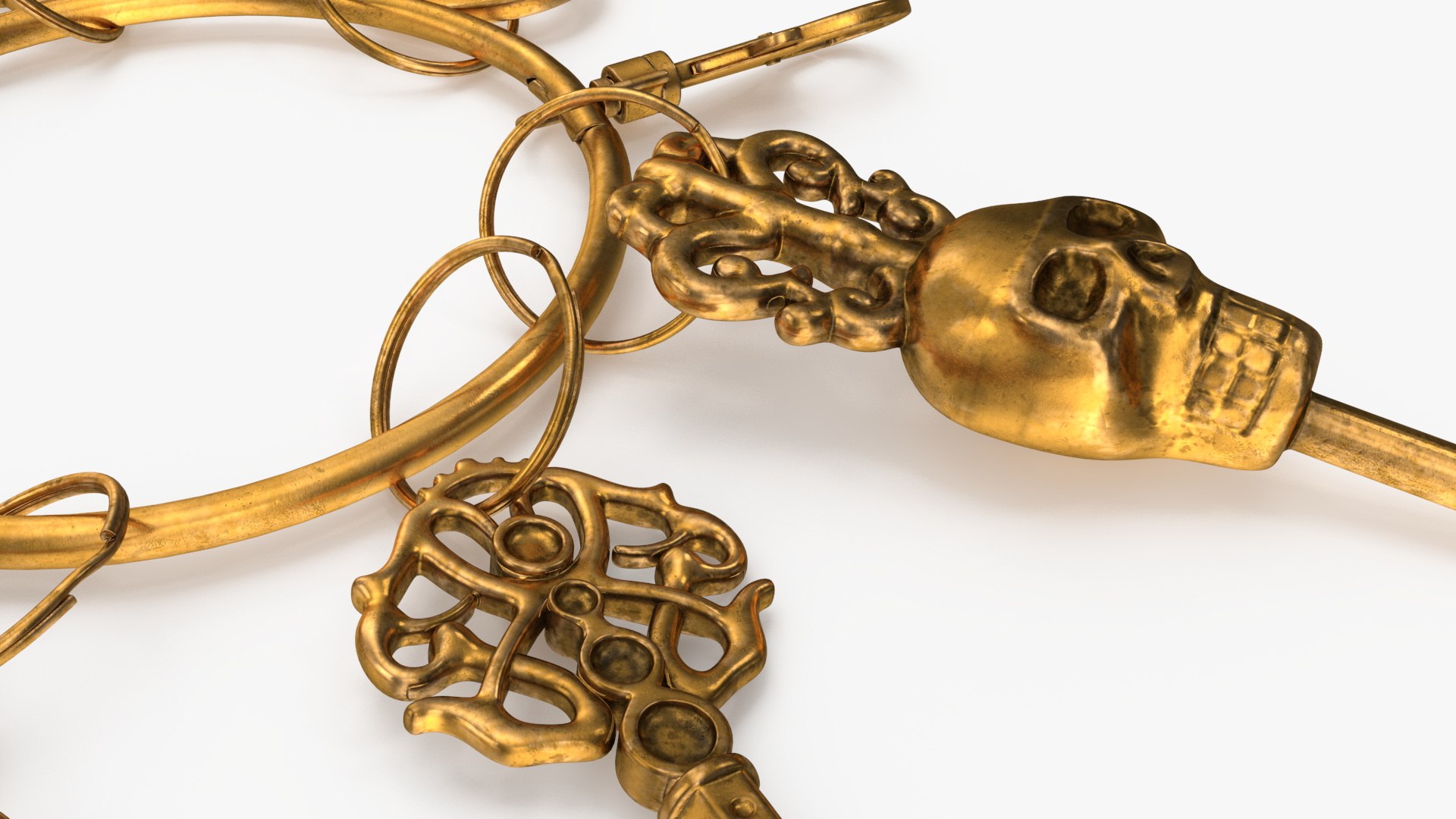 Historical Keys Ring Gold 3D Model - TurboSquid 2246376