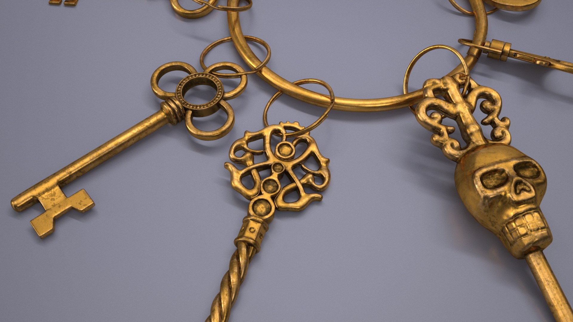 Historical Keys Ring Gold 3D Model - TurboSquid 2246376