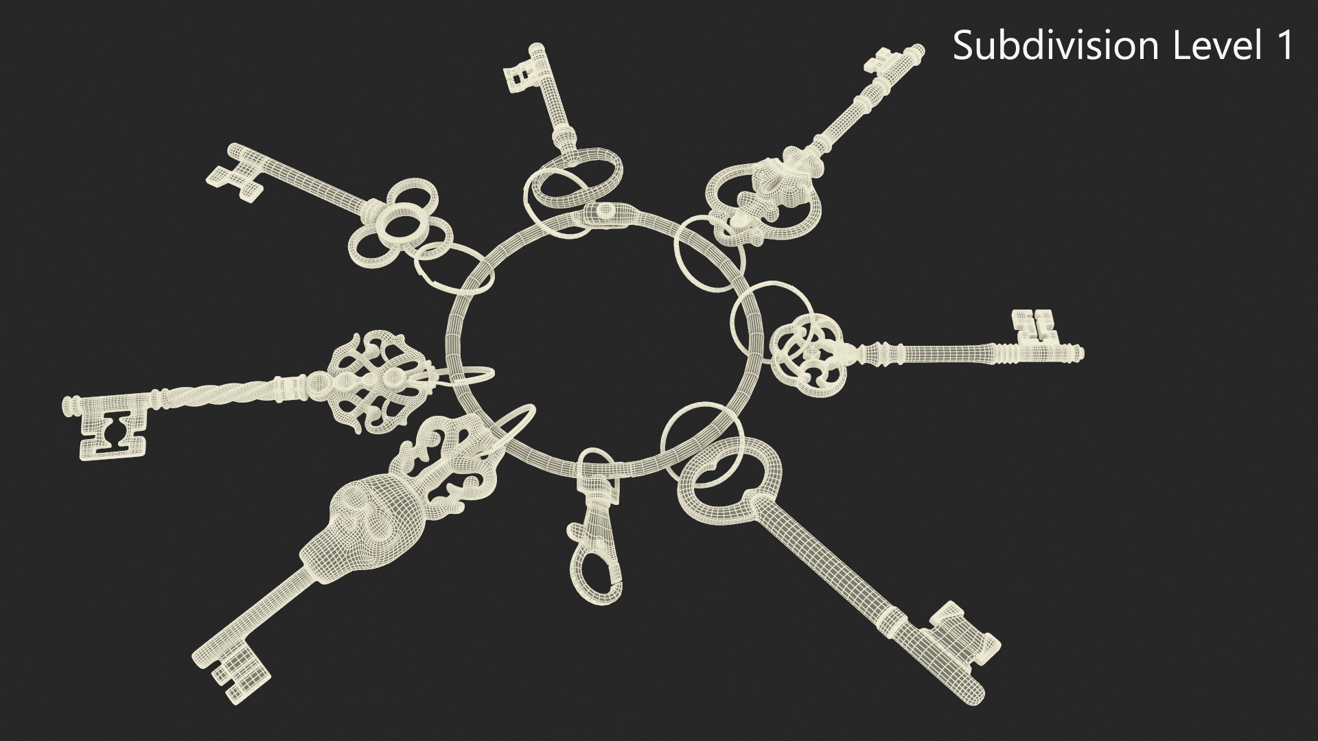 Historical Keys Ring Gold 3D Model - TurboSquid 2246376