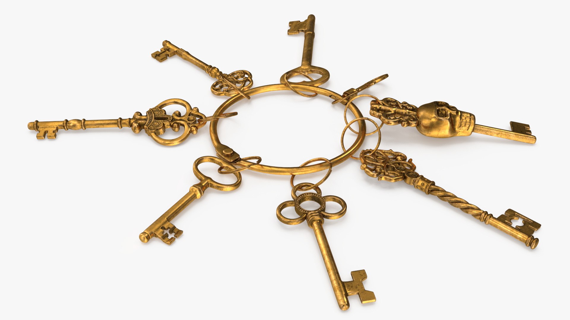 Historical Keys Ring Gold 3D Model - TurboSquid 2246376