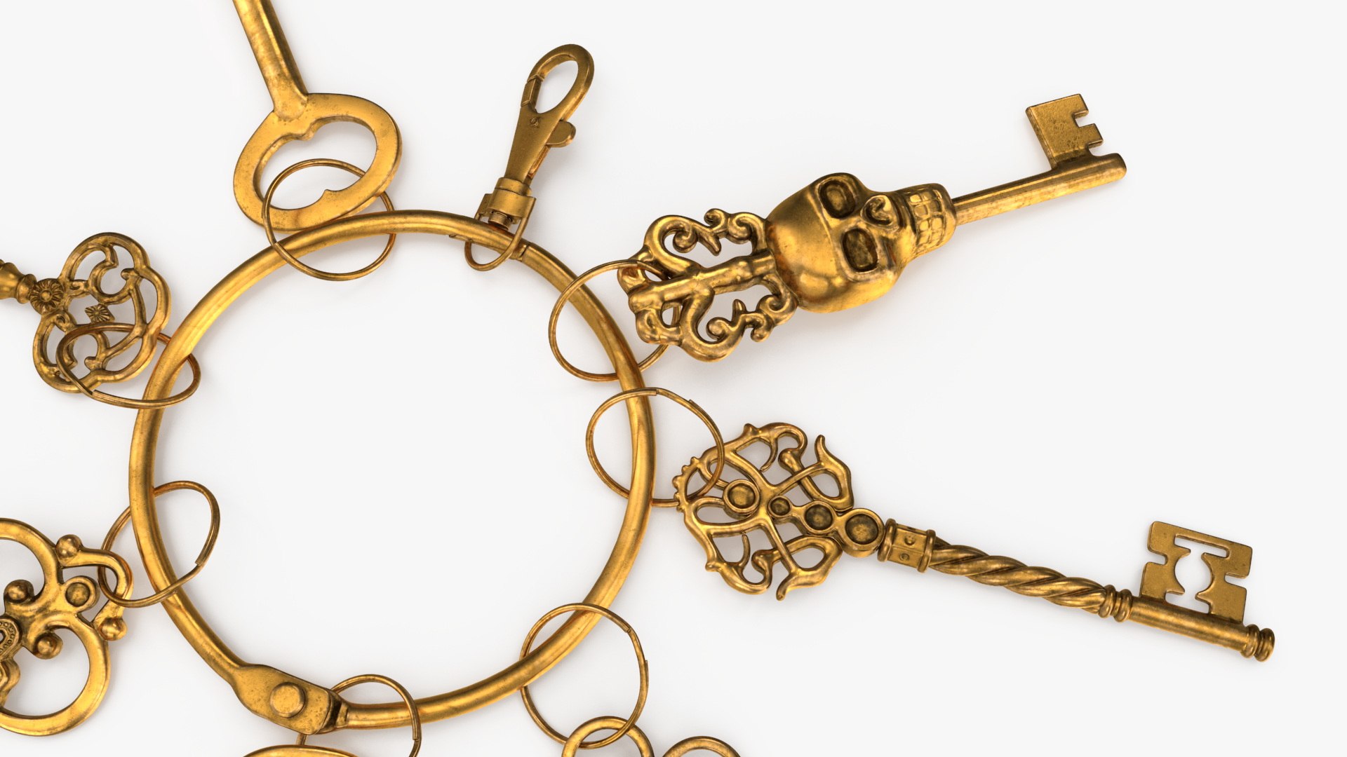 Historical Keys Ring Gold 3D Model - TurboSquid 2246376