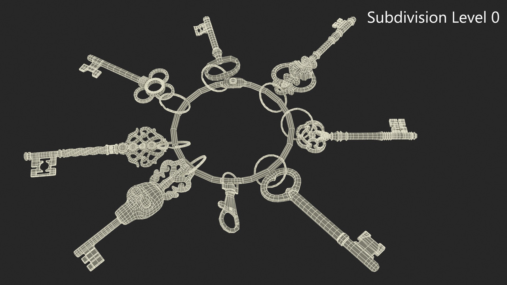 Historical Keys Ring Gold 3D Model - TurboSquid 2246376