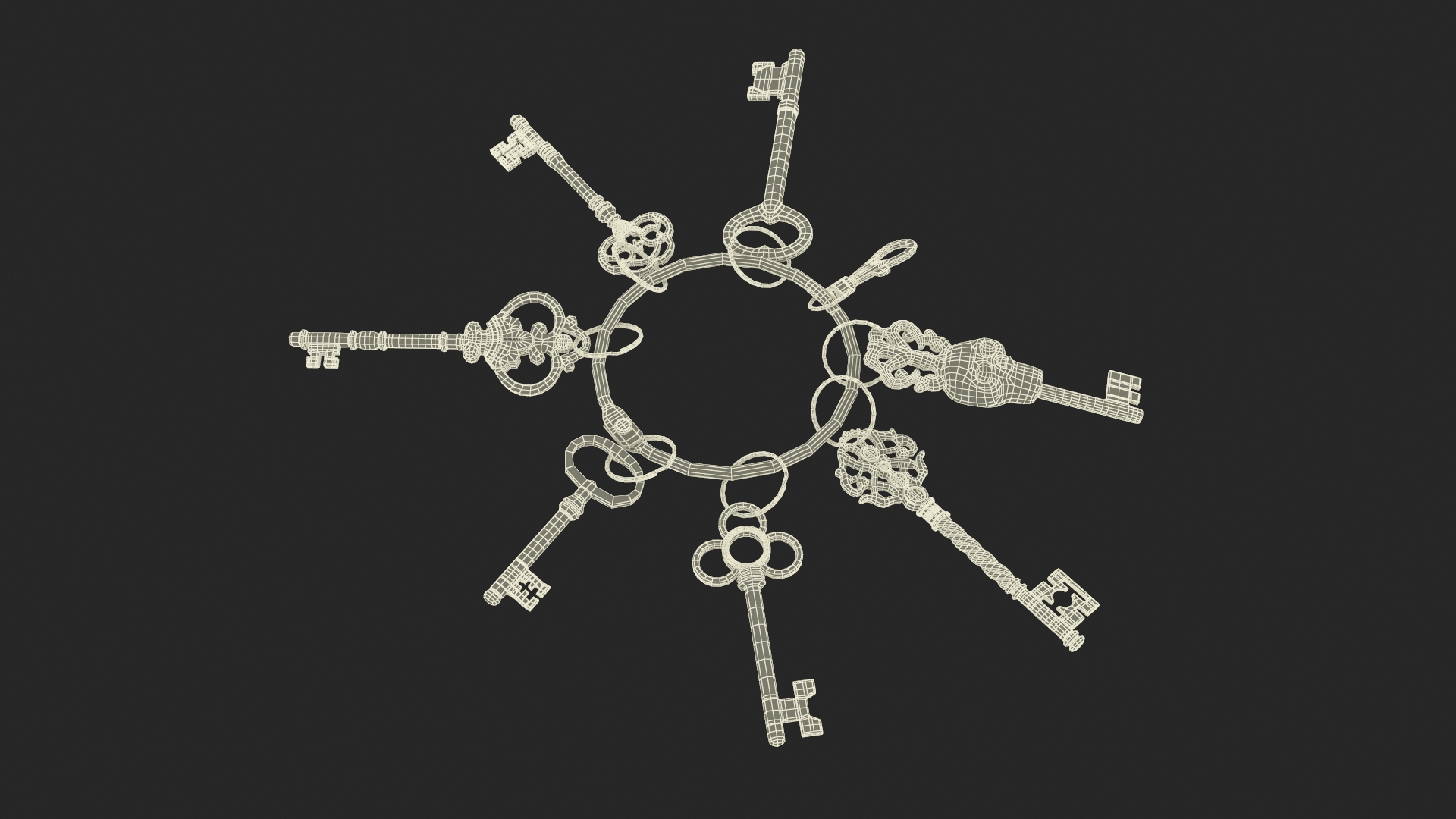 Historical Keys Ring Gold 3D Model - TurboSquid 2246376