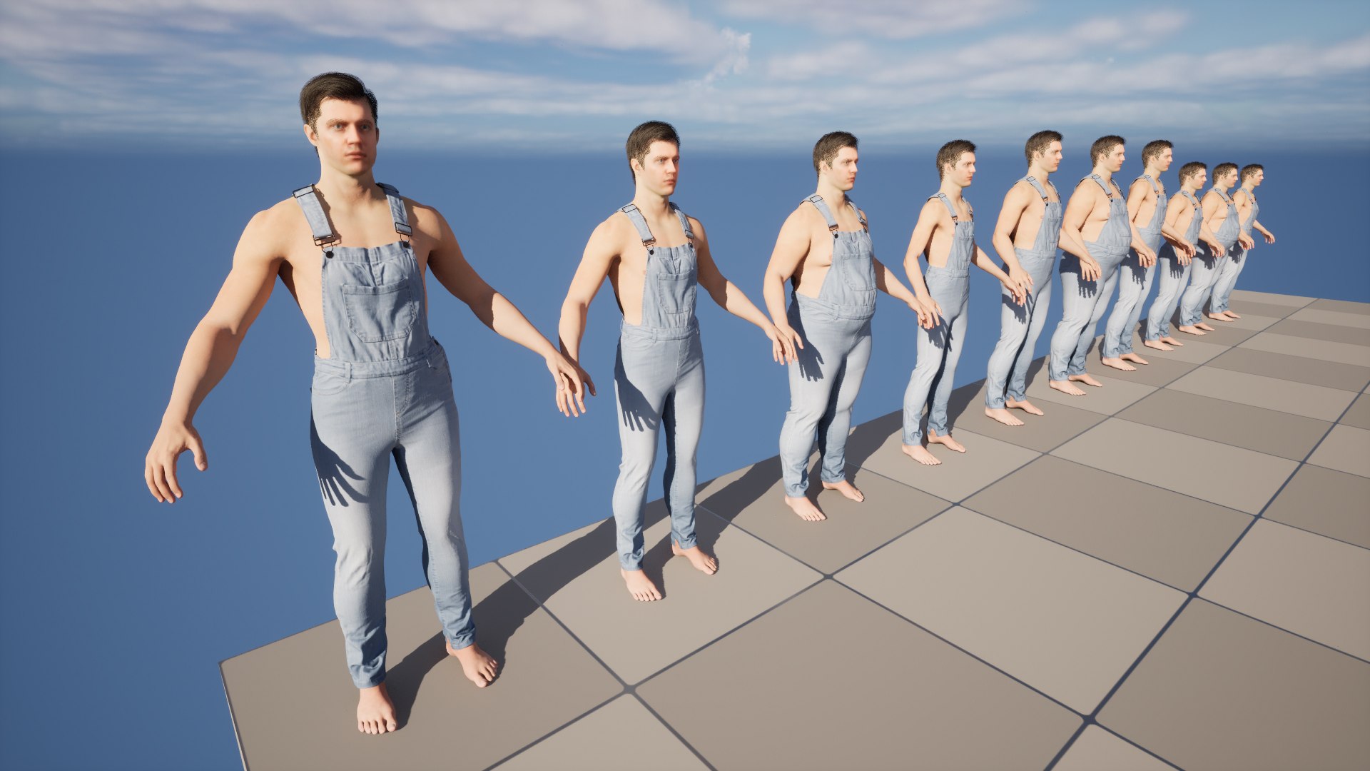 3D Model Denim Overalls 97 - All MH Bodies UE5 Skeletons - Rigged ...