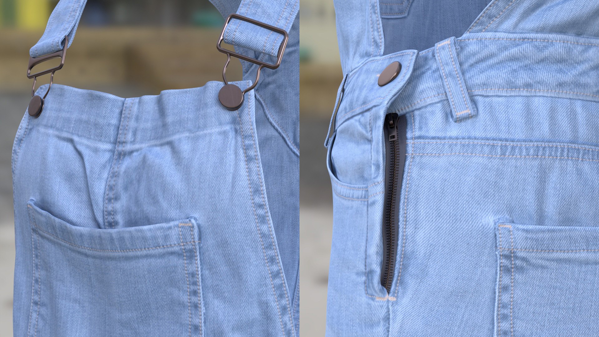 3D Model Denim Overalls 97 - All MH Bodies UE5 Skeletons - Rigged ...