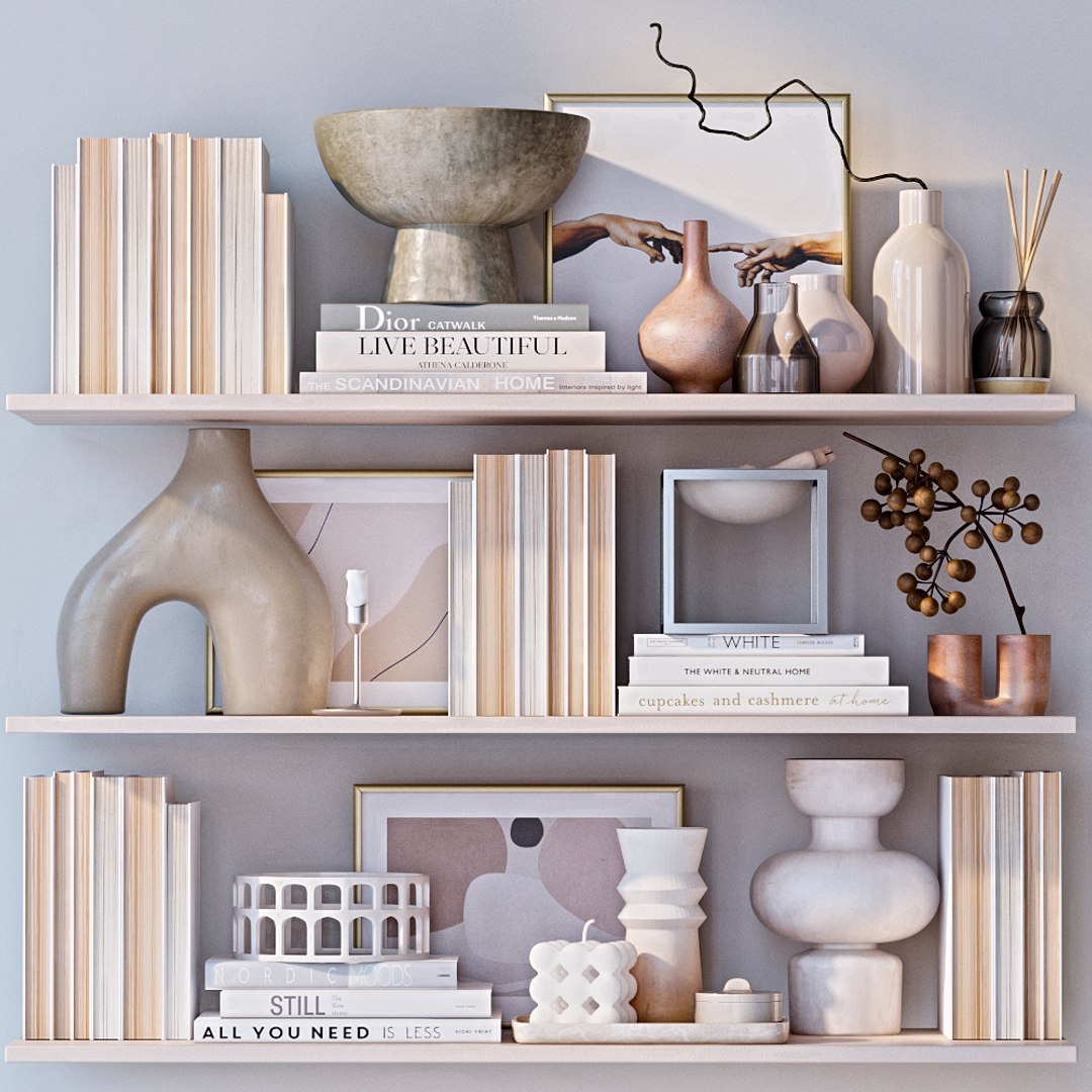 3D Model Shelves With Decor - TurboSquid 1782534