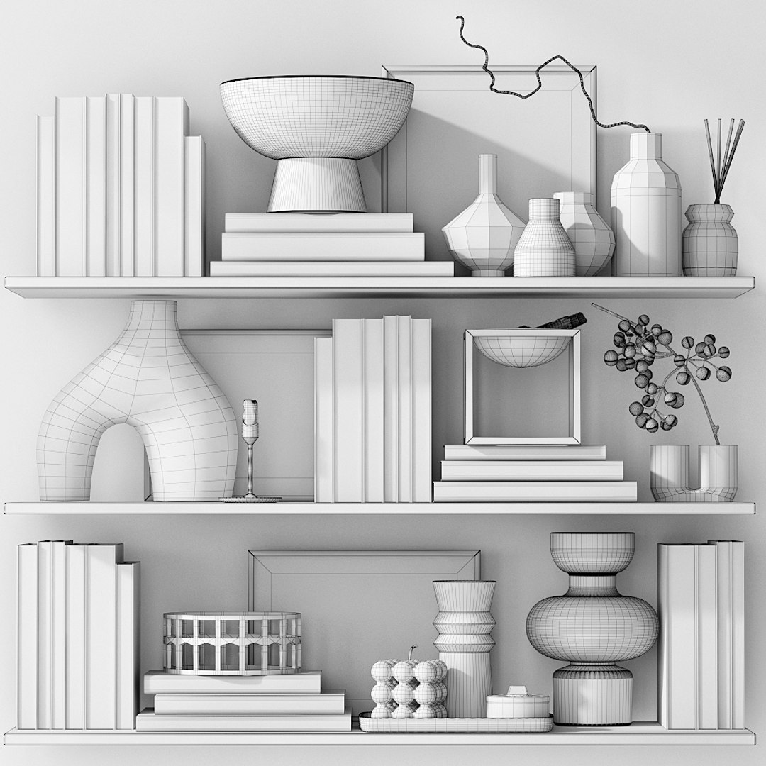 3D Model Shelves With Decor - TurboSquid 1782534