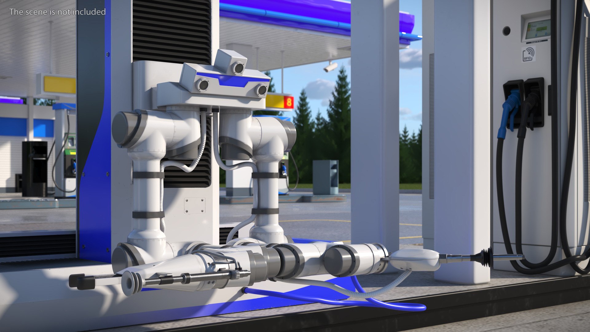 3D Smart Gas Pumping Robot Blue Housing Rigged Model - TurboSquid 2409335