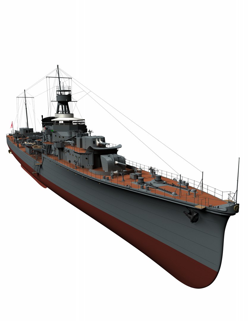 3D Model Japenese Light Cruiser Yubari - TurboSquid 2410402
