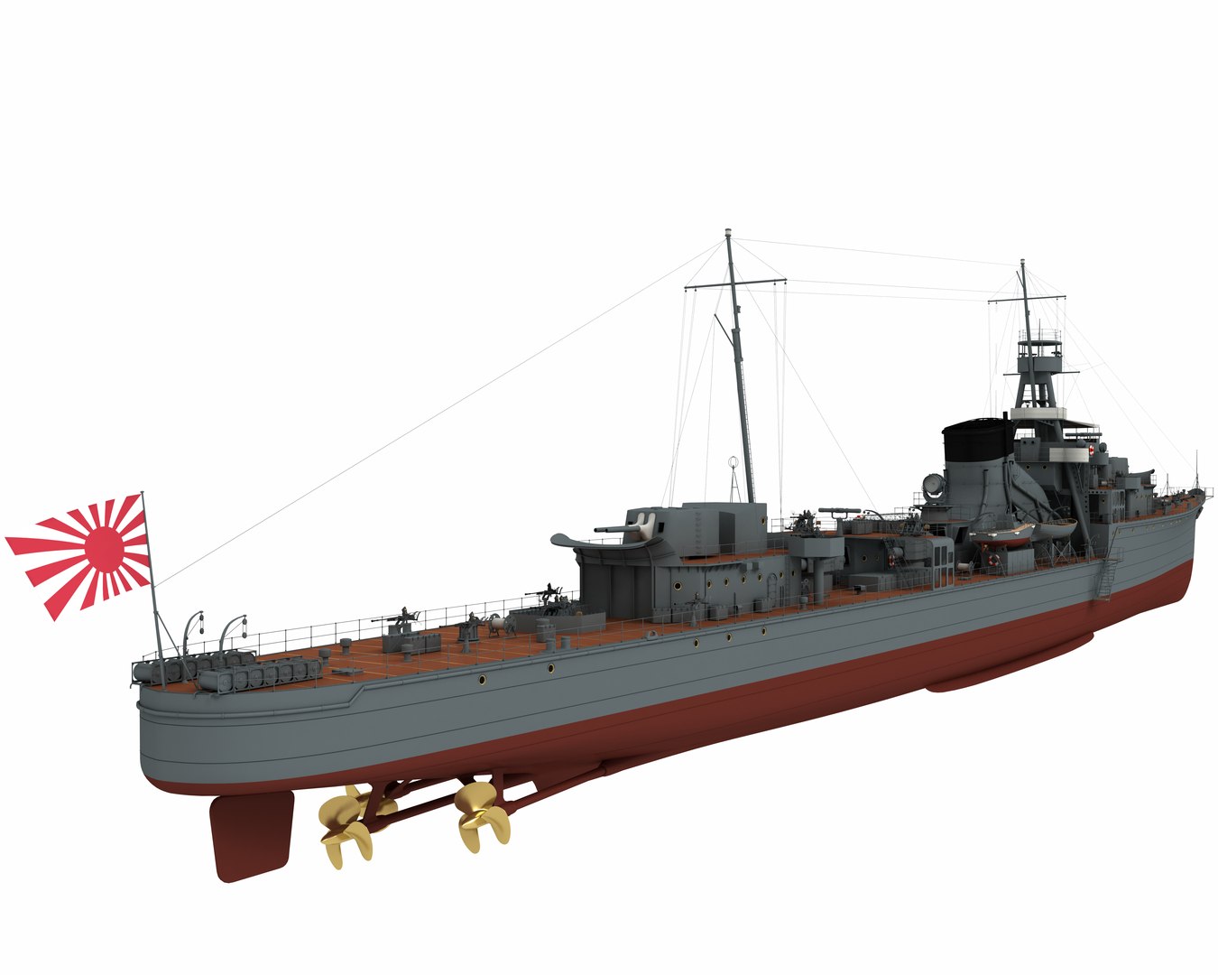 3D Model Japenese Light Cruiser Yubari - TurboSquid 2410402