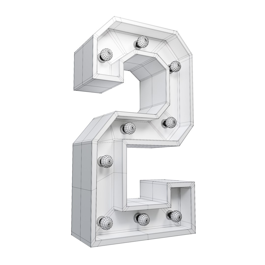 Marquee number two led glow sign 3dmodel model - TurboSquid 1973032