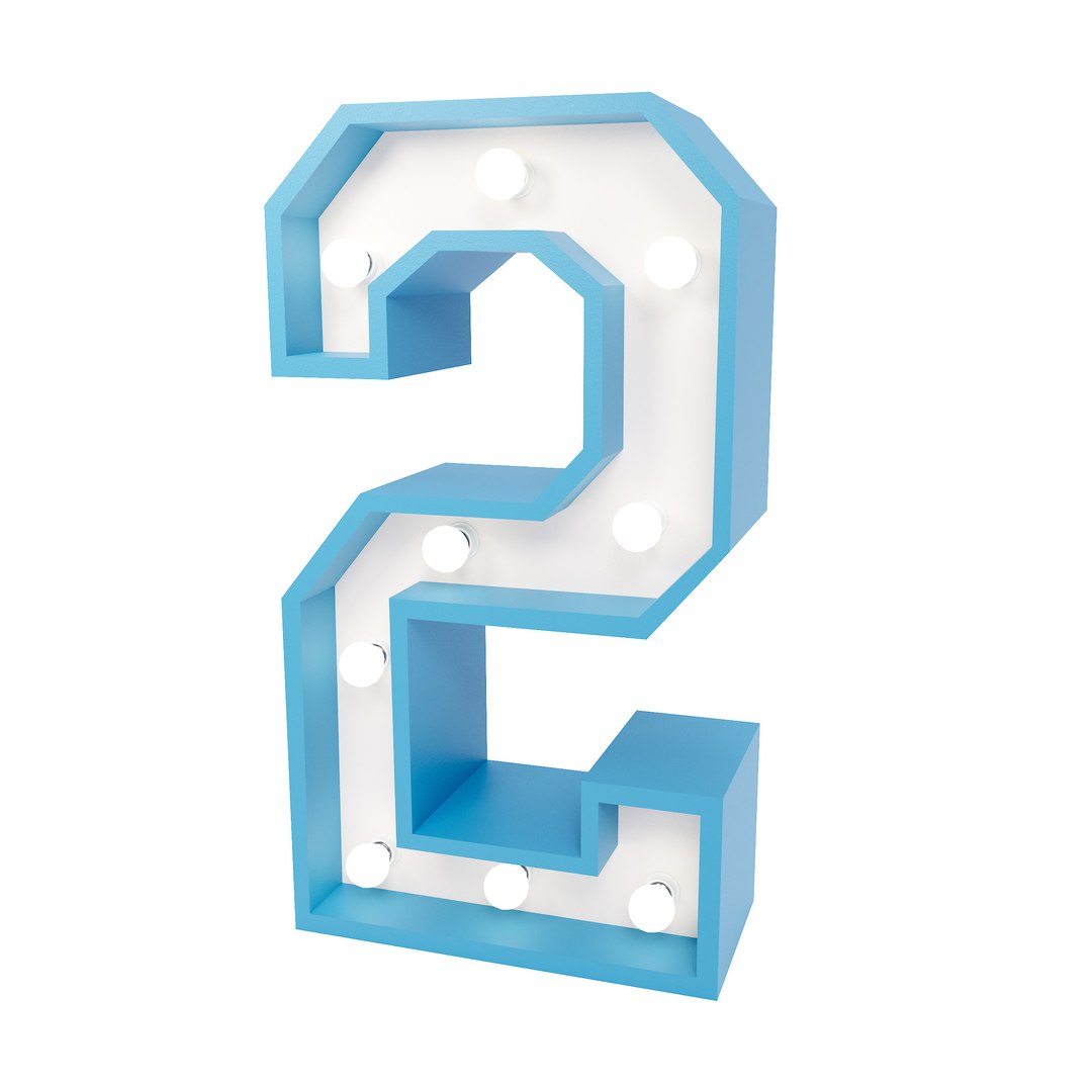 Marquee number two led glow sign 3dmodel model - TurboSquid 1973032