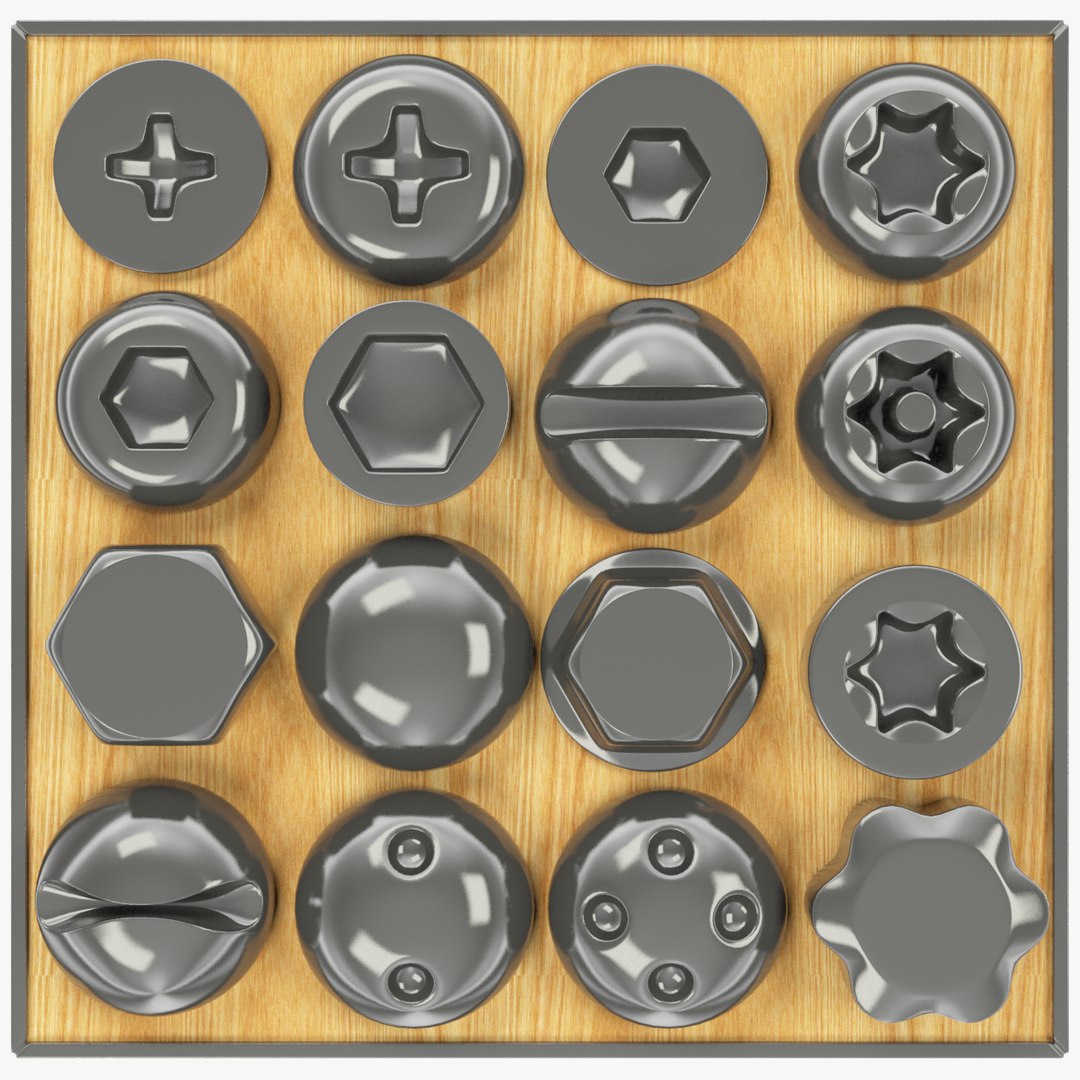 3D set screws heads model - TurboSquid 1321370