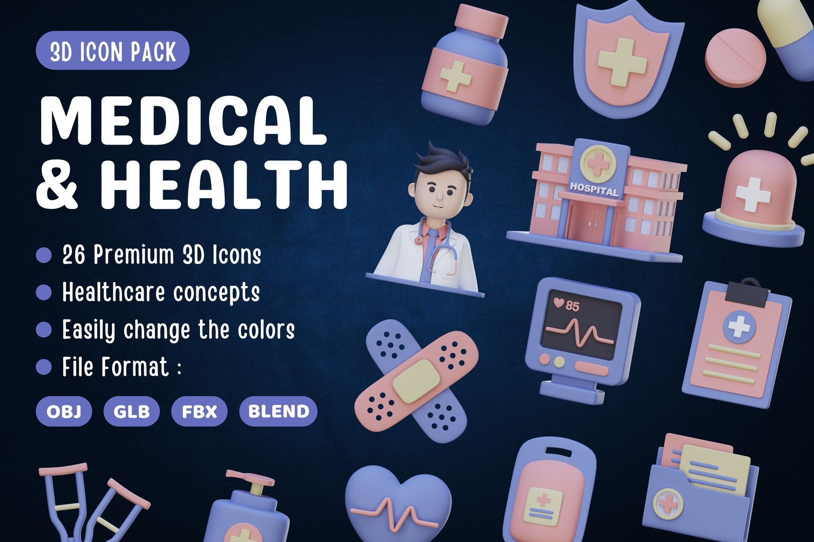 Medical Health 3D Icon Pack 3D Model - TurboSquid 2197880