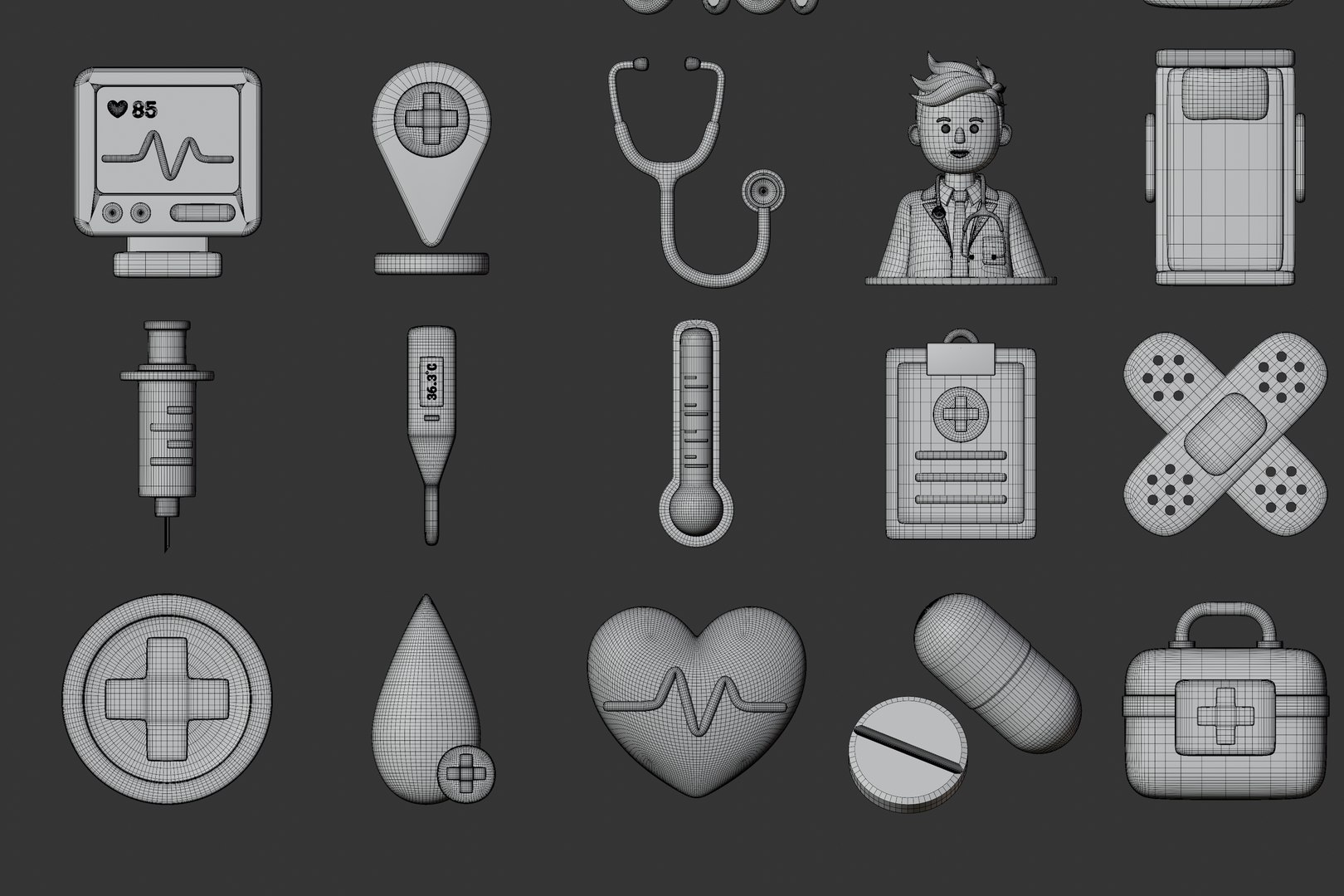 Medical Health 3D Icon Pack 3D Model - TurboSquid 2197880
