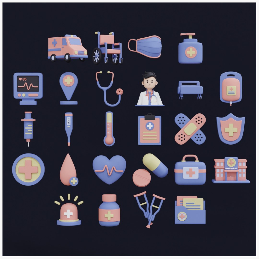 Medical Health 3D Icon Pack 3D Model - TurboSquid 2197880