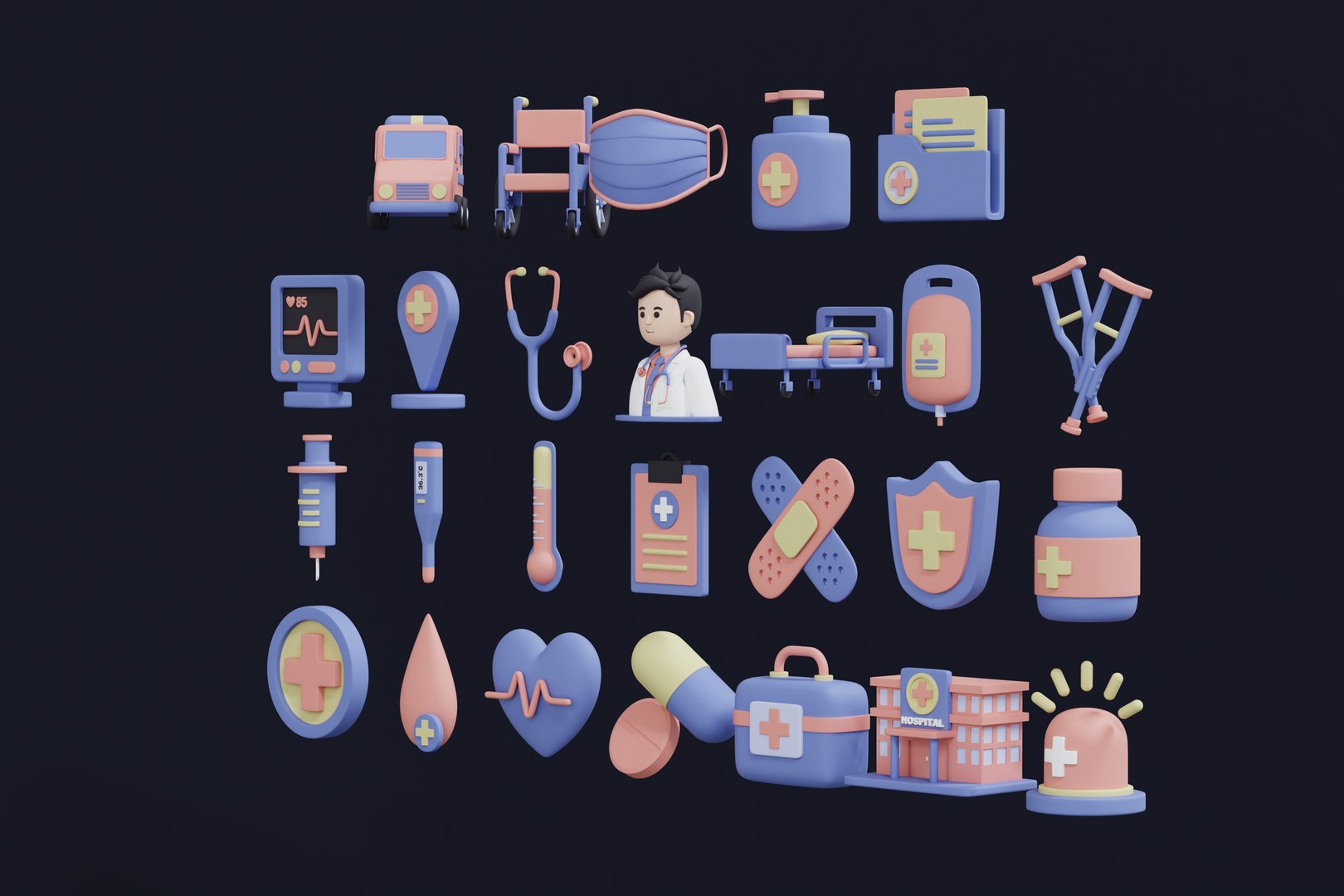 Medical Health 3D Icon Pack 3D Model - TurboSquid 2197880