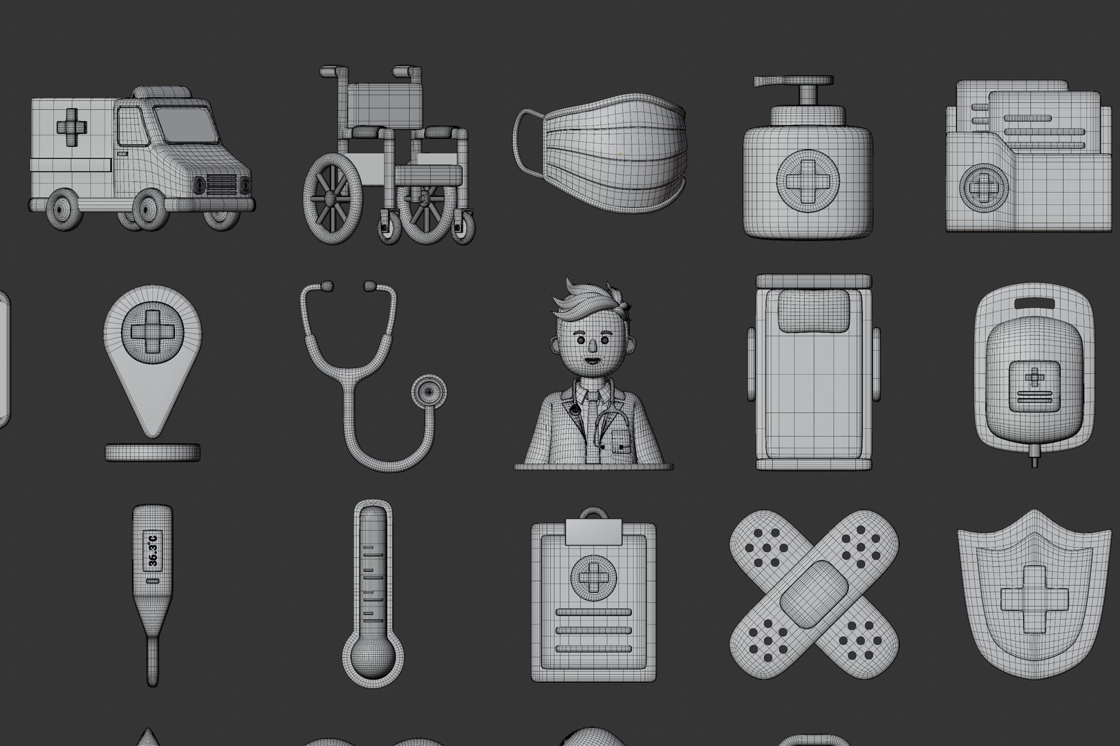 Medical Health 3D Icon Pack 3D Model - TurboSquid 2197880