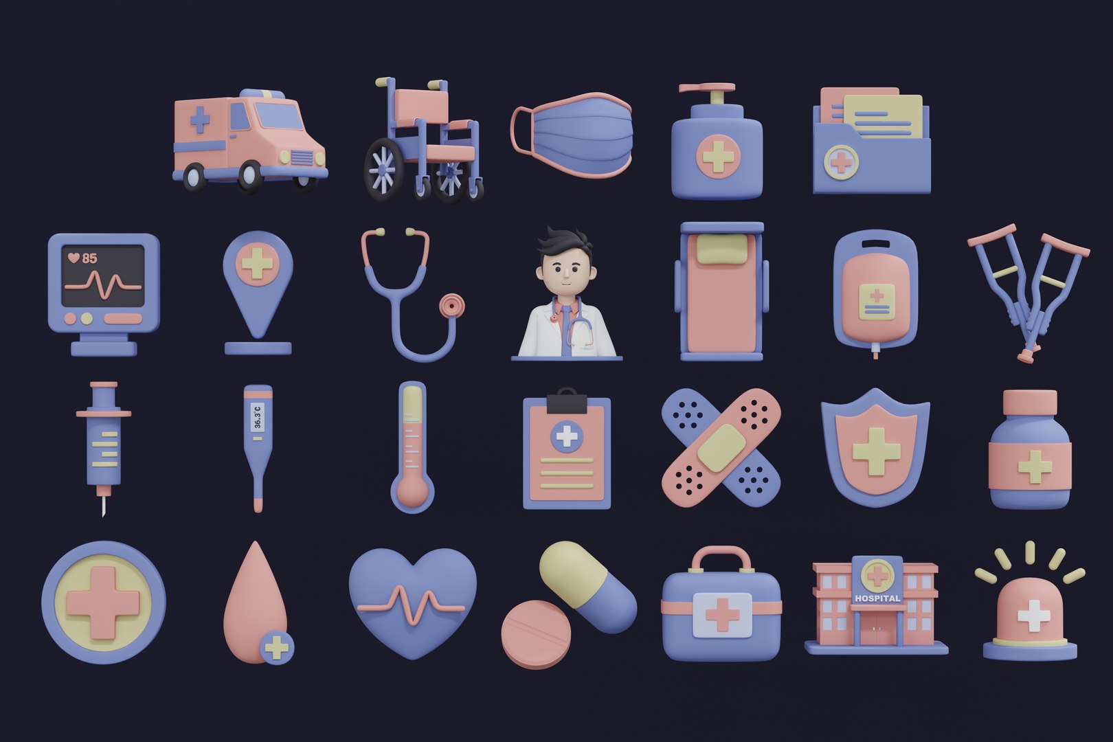 Medical Health 3D Icon Pack 3D Model - TurboSquid 2197880