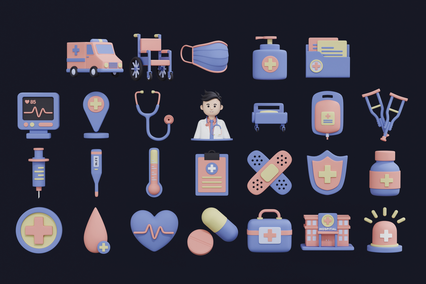Medical Health 3D Icon Pack 3D Model - TurboSquid 2197880