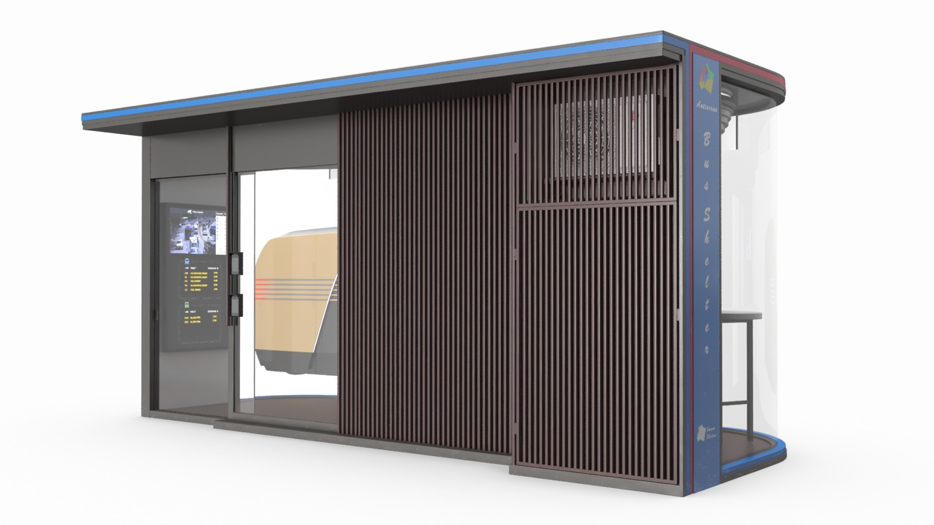 Tesla Robovan At Smart Bus Stop 3D Model - TurboSquid 2324106